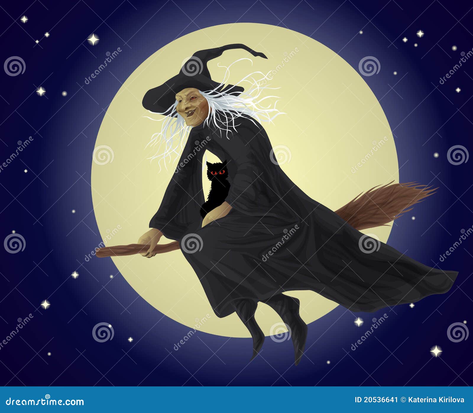 Flying witch stock vector. Illustration of fantasy, broom - 20536641