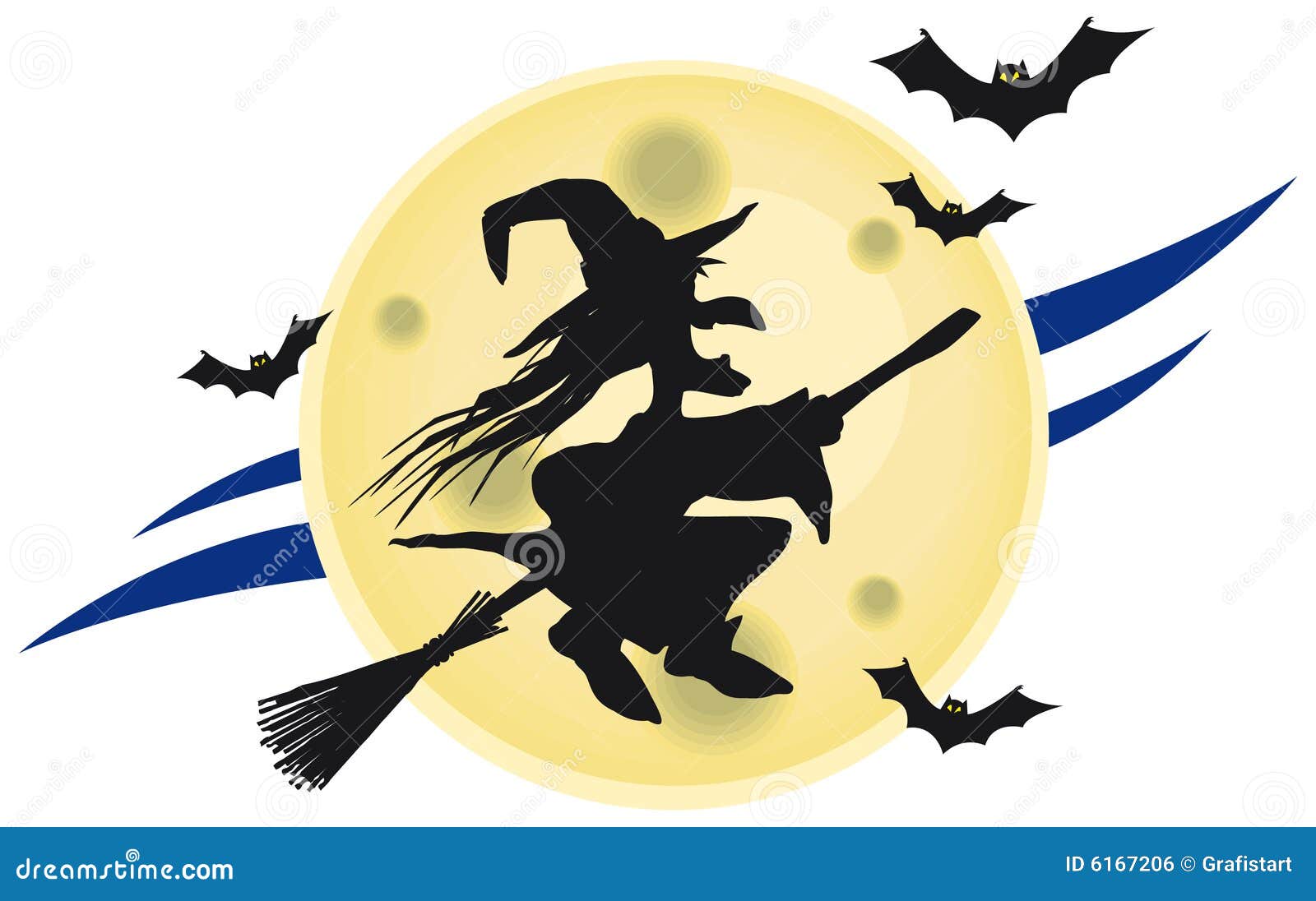 Flying Witch in Front of Big Moon Stock Vector - Illustration of ...