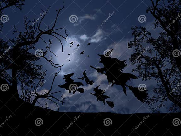 Flying witches stock illustration. Illustration of flying - 16156319