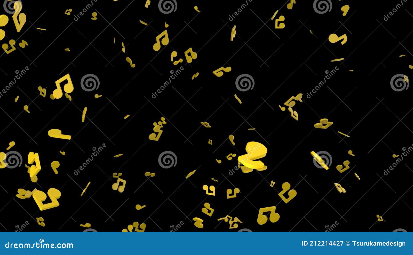 Flying Yellow Musical Notes on Black Background. Stock Video - Video of ...