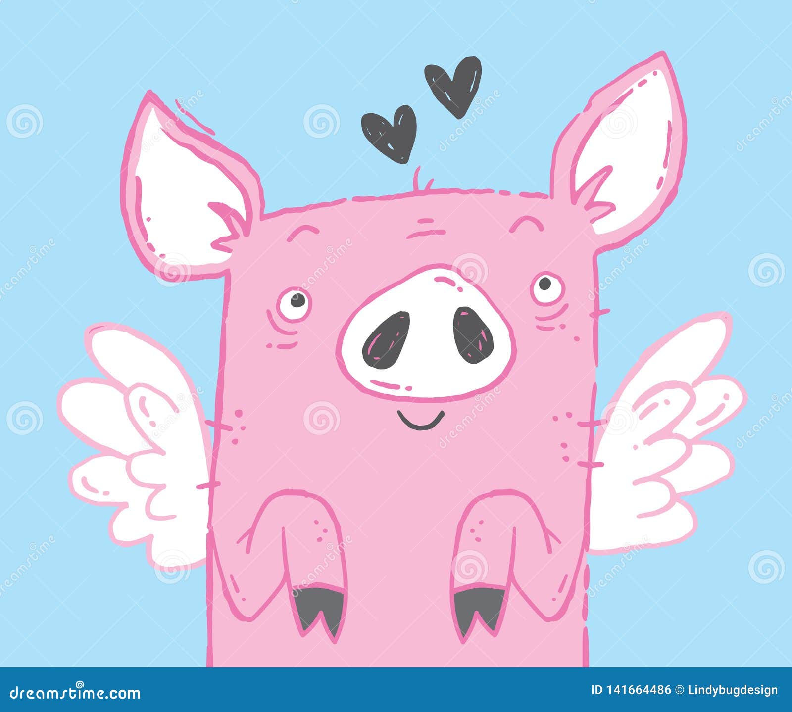 Cute Flying Pig Illustration Stock Illustration - Illustration of ...