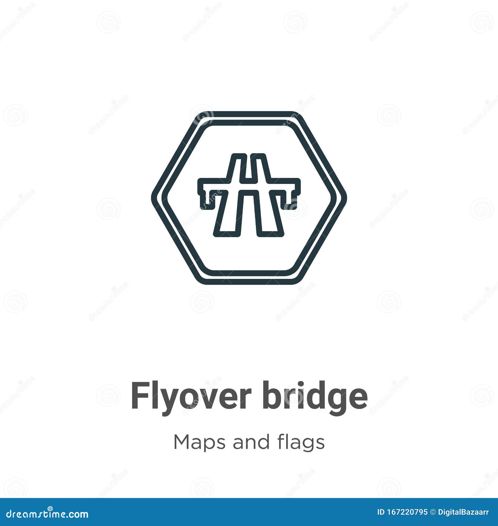 Flyover Bridge Outline Vector Icon. Thin Line Black Flyover Bridge Icon ...