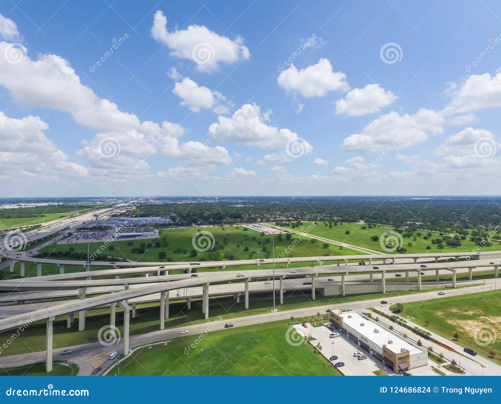 Flyover Katy Freeway Interstate 10 Stack Interchange Cloud Blue Stock ...