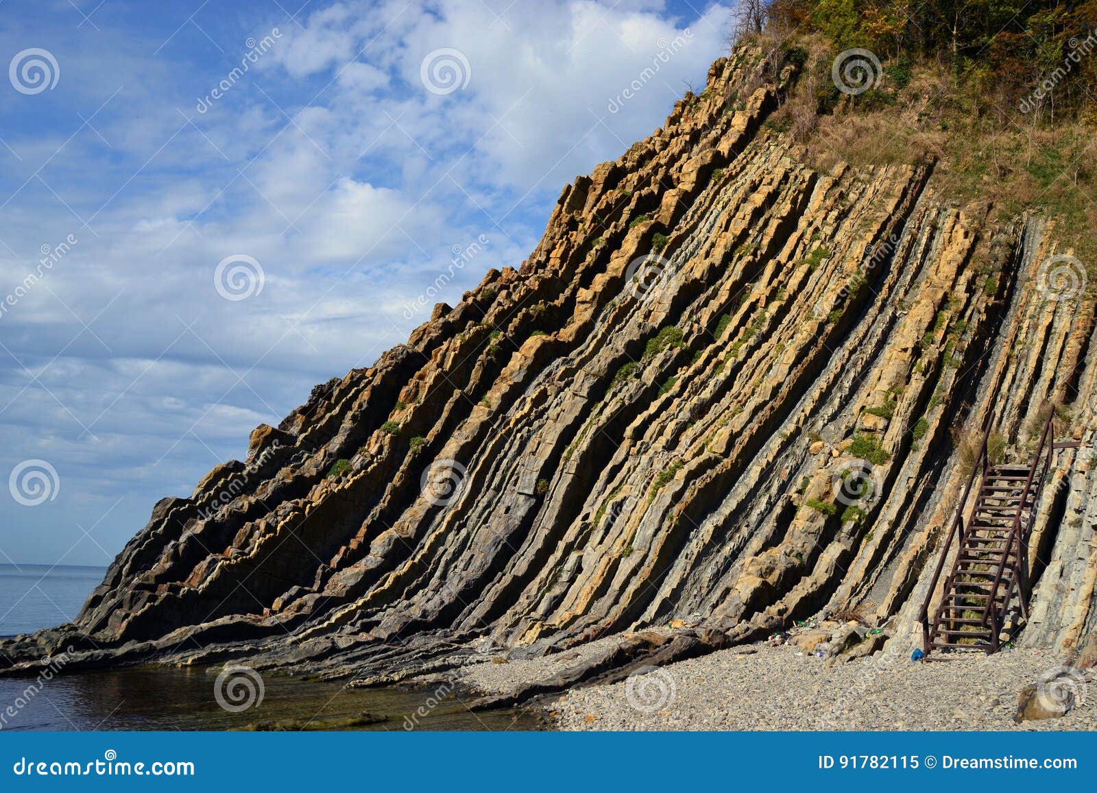 Flysch Rock on the Seashore in the Water Stock Image - Image of water ...