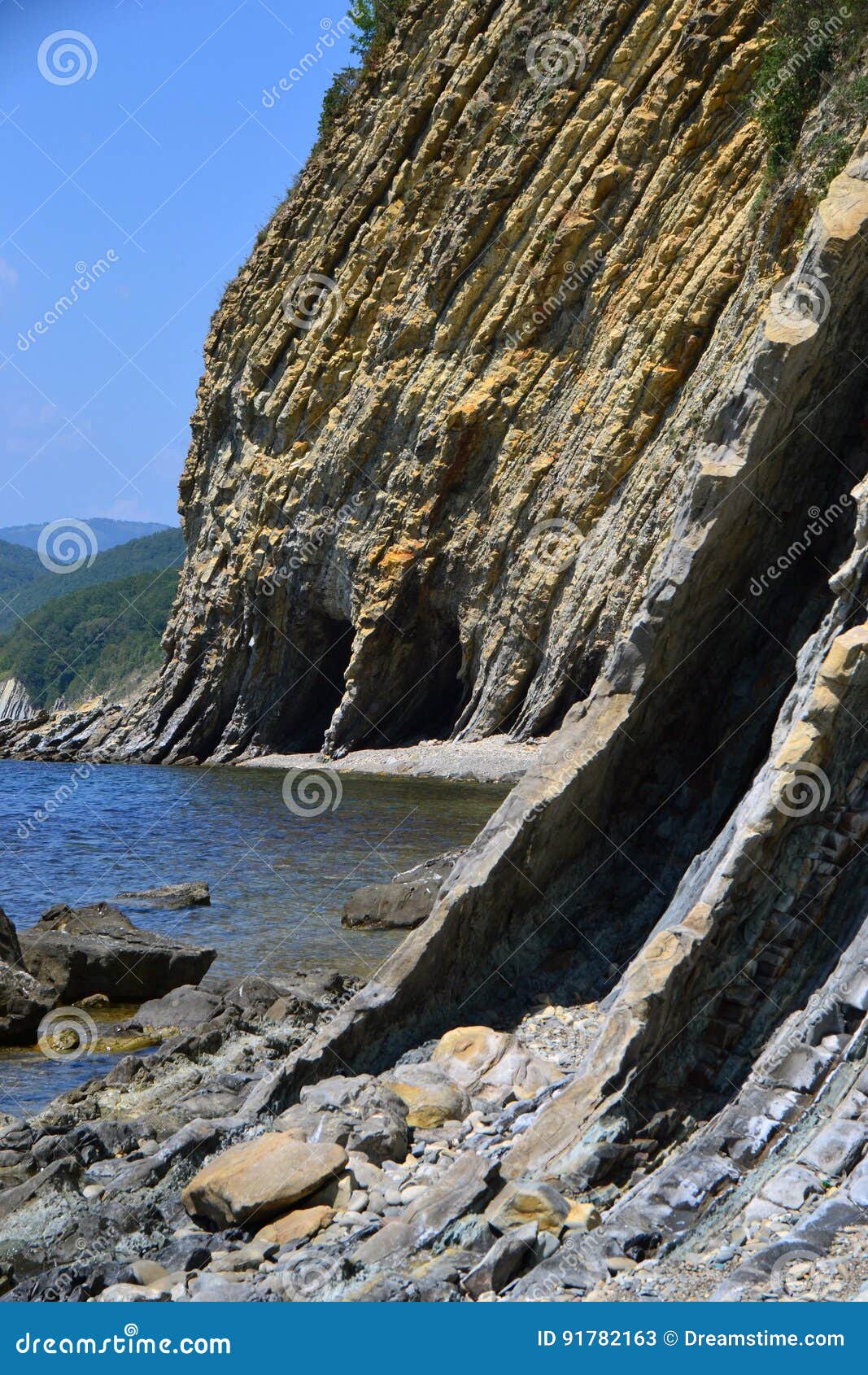 Flysch Rock on the Seashore in the Water Stock Image - Image of natural ...
