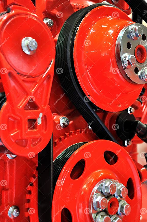 Flywheel and Belt on Vehicle Engine Stock Photo - Image of diesel ...