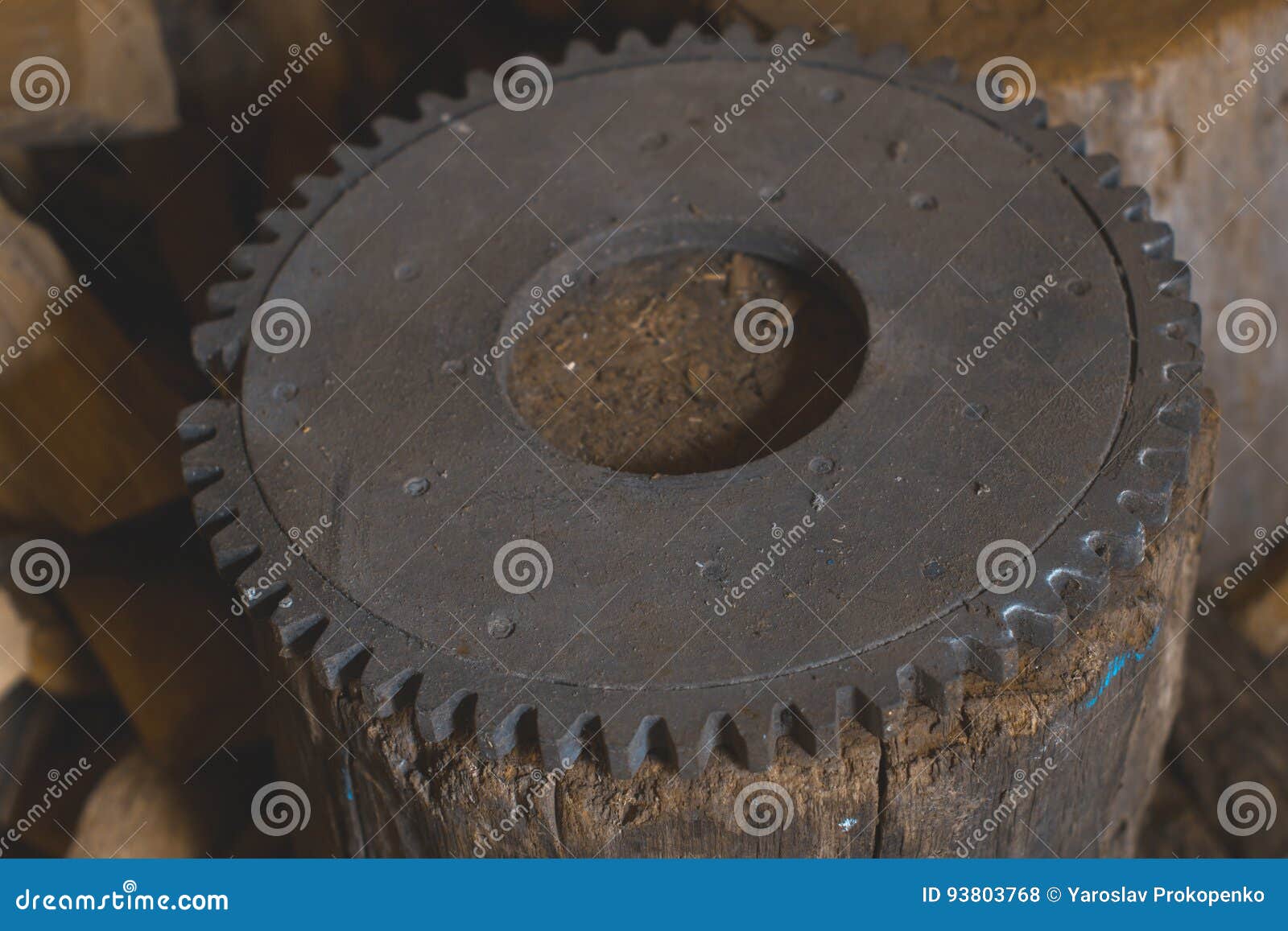 Wooden Flywheel Antique Oil Field Equipment Detail Spudder Pumping ...