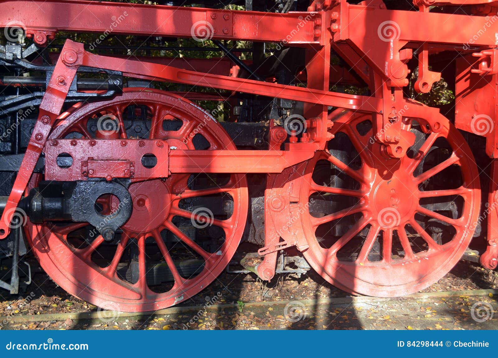 Flywheels from an Old Steam Locomotive Stock Photo - Image of screws ...