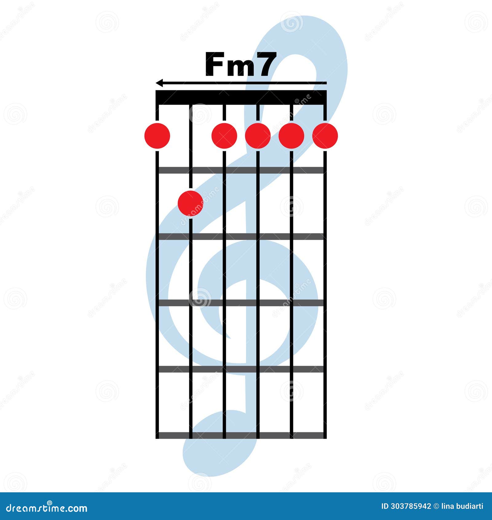Fm7 guitar chord icon stock vector. Illustration of chrome - 303785942