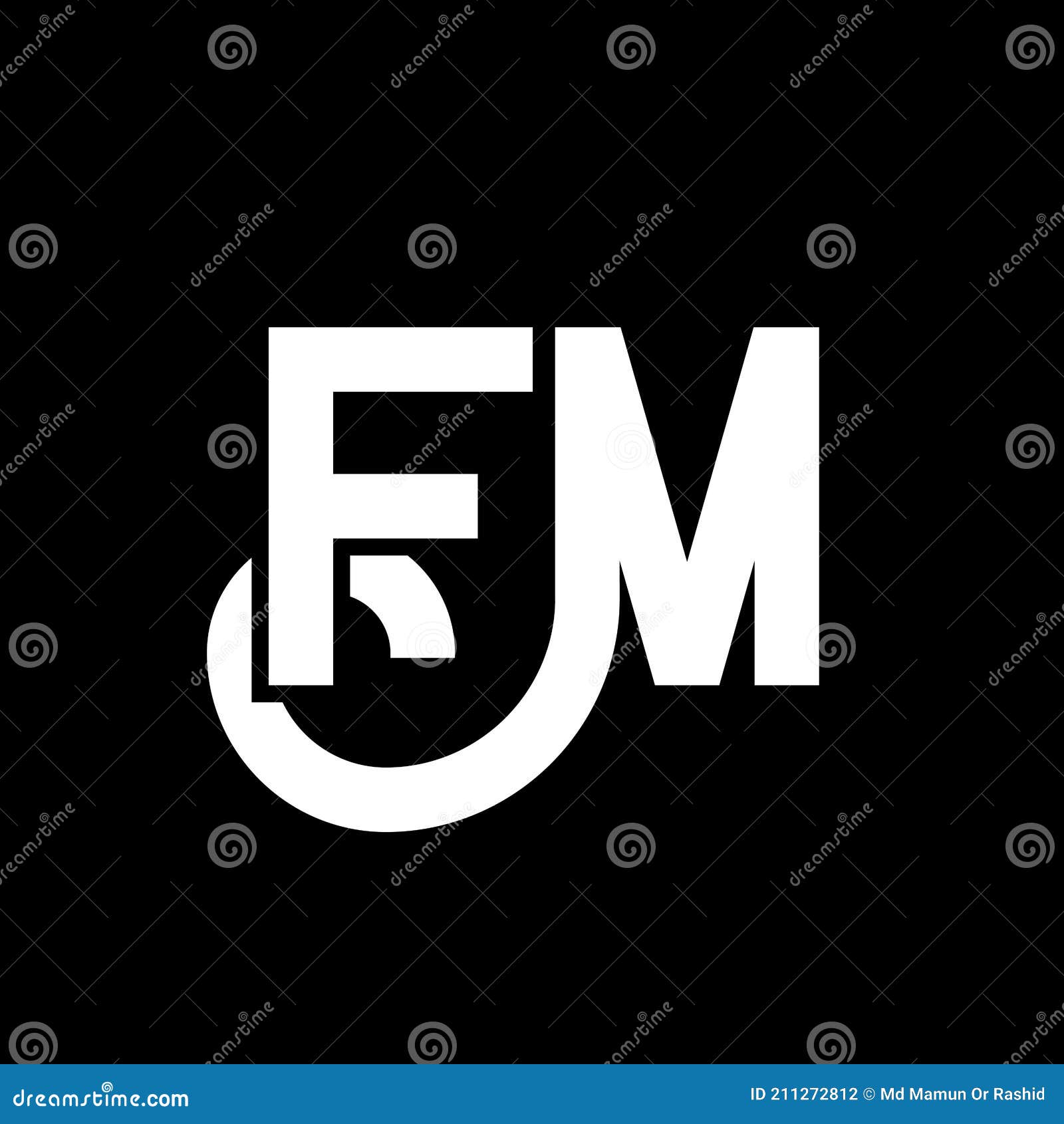 FM Letter Logo Design on Black Background. FM Creative Initials Letter ...