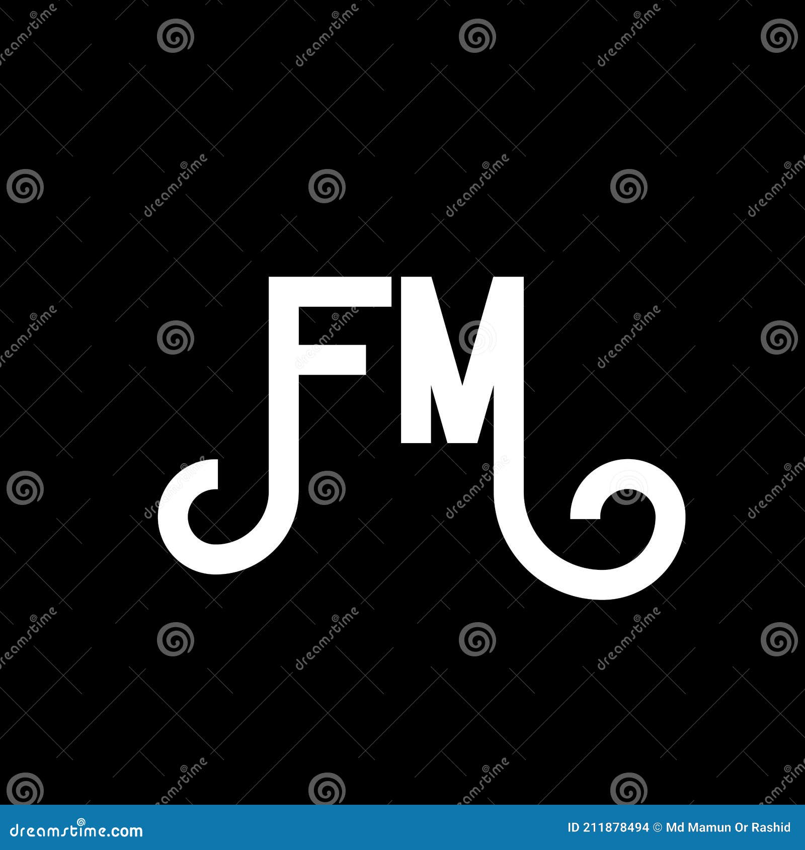 FM Letter Logo Design on Black Background. FM Creative Initials Letter ...