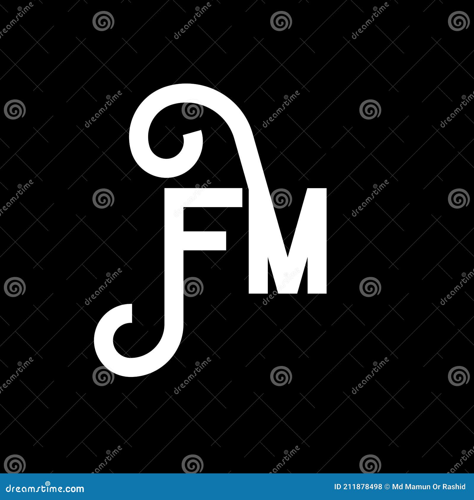 FM Letter Logo Design on Black Background. FM Creative Initials Letter ...