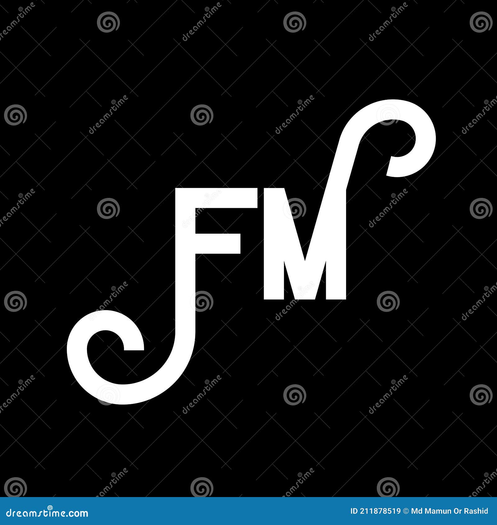 FM Letter Logo Design on Black Background. FM Creative Initials Letter ...