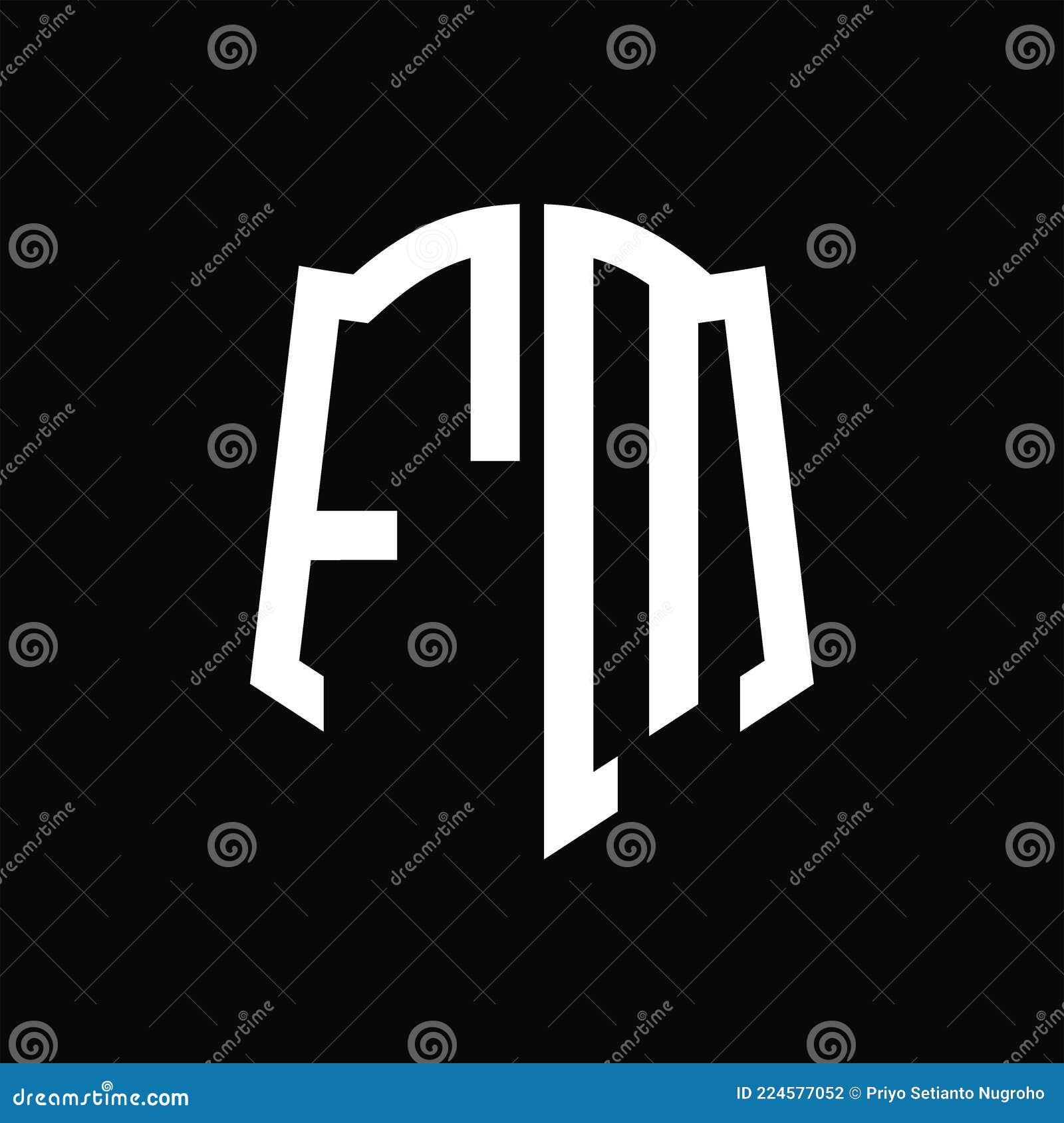 FM Logo Monogram with Shield Shape Ribbon Design Template Stock Vector ...