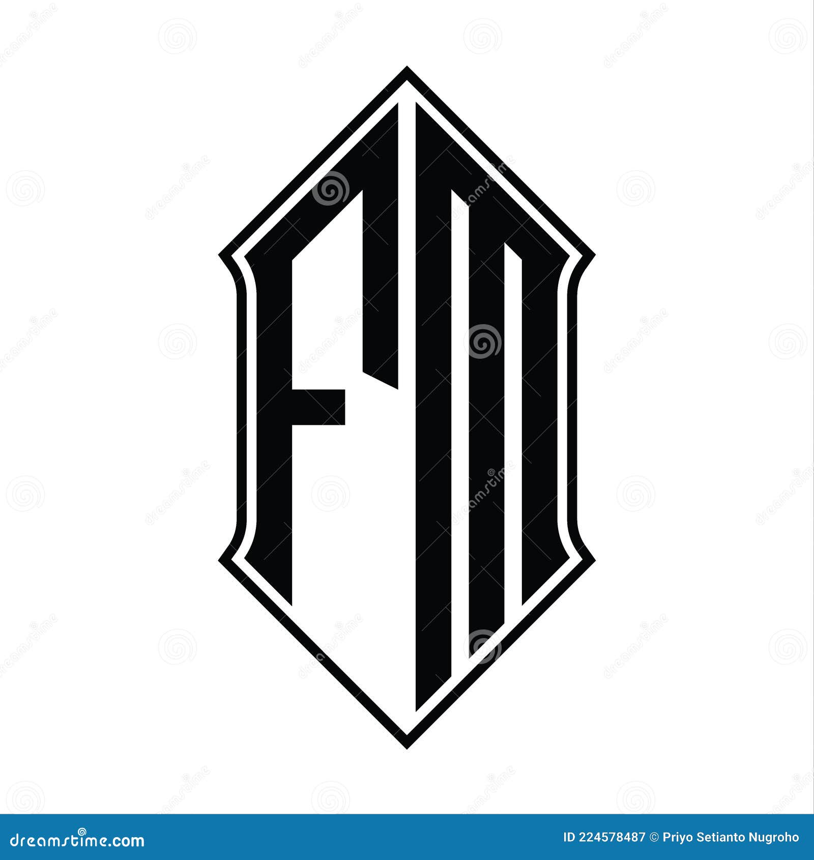 FM Logo Monogram with Shieldshape and Outline Design Template Vector ...