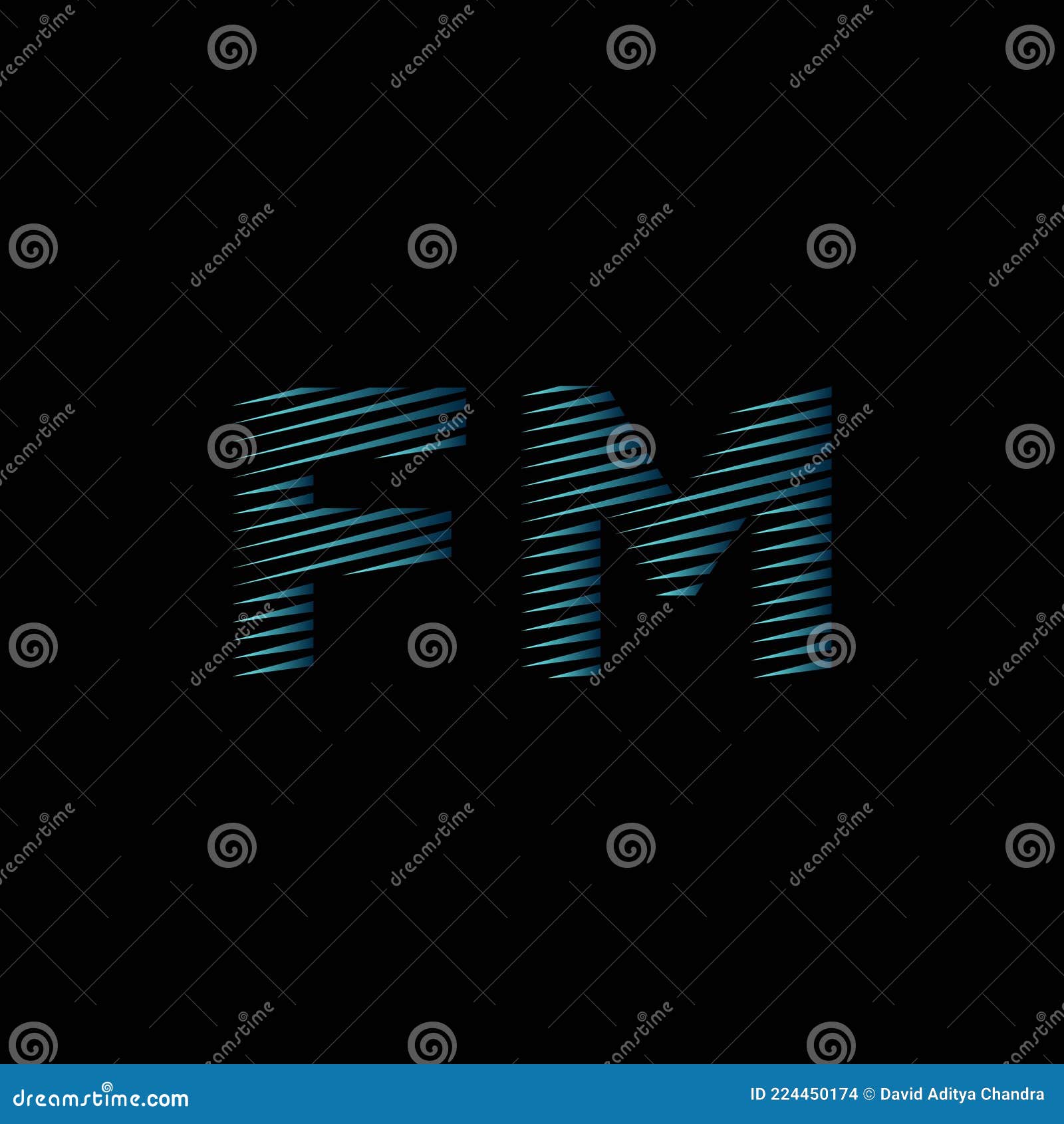 FM Monogram Lines Style Blue Light Vector Stock Vector - Illustration ...