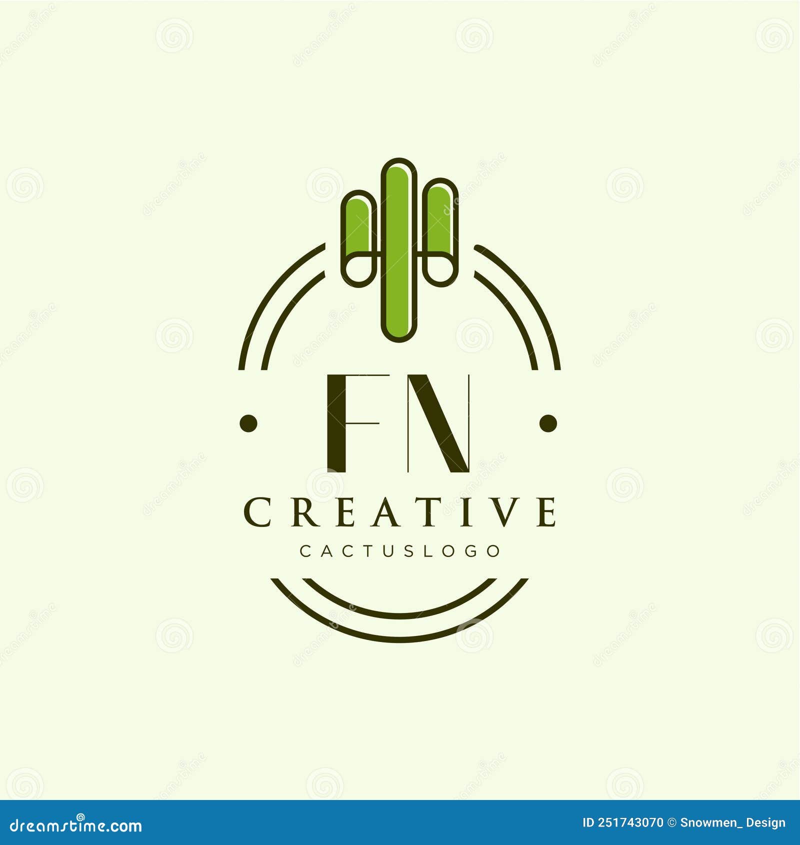 FN Initial Letter Green Cactus Logo Vector Stock Vector - Illustration ...