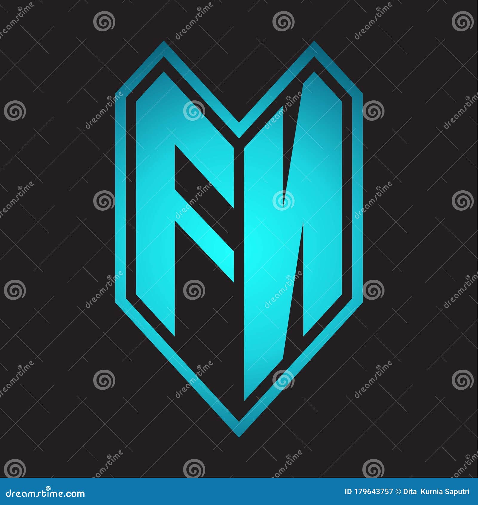 FN Logo Monogram with Emblem Line Style Isolated on Blue Gradient ...