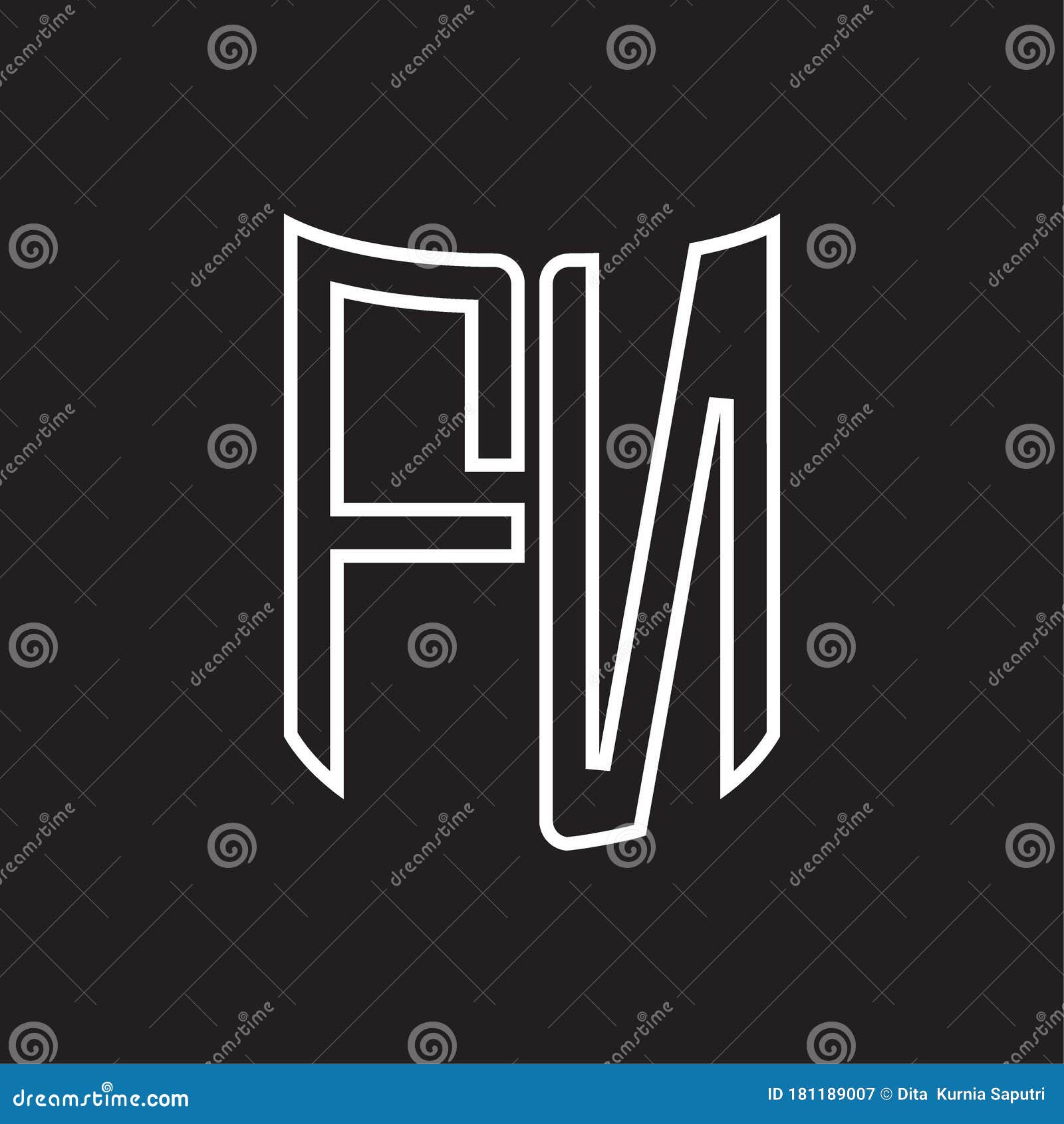 FN Logo Monogram with Ribbon Style Outline Design Template Stock Vector ...