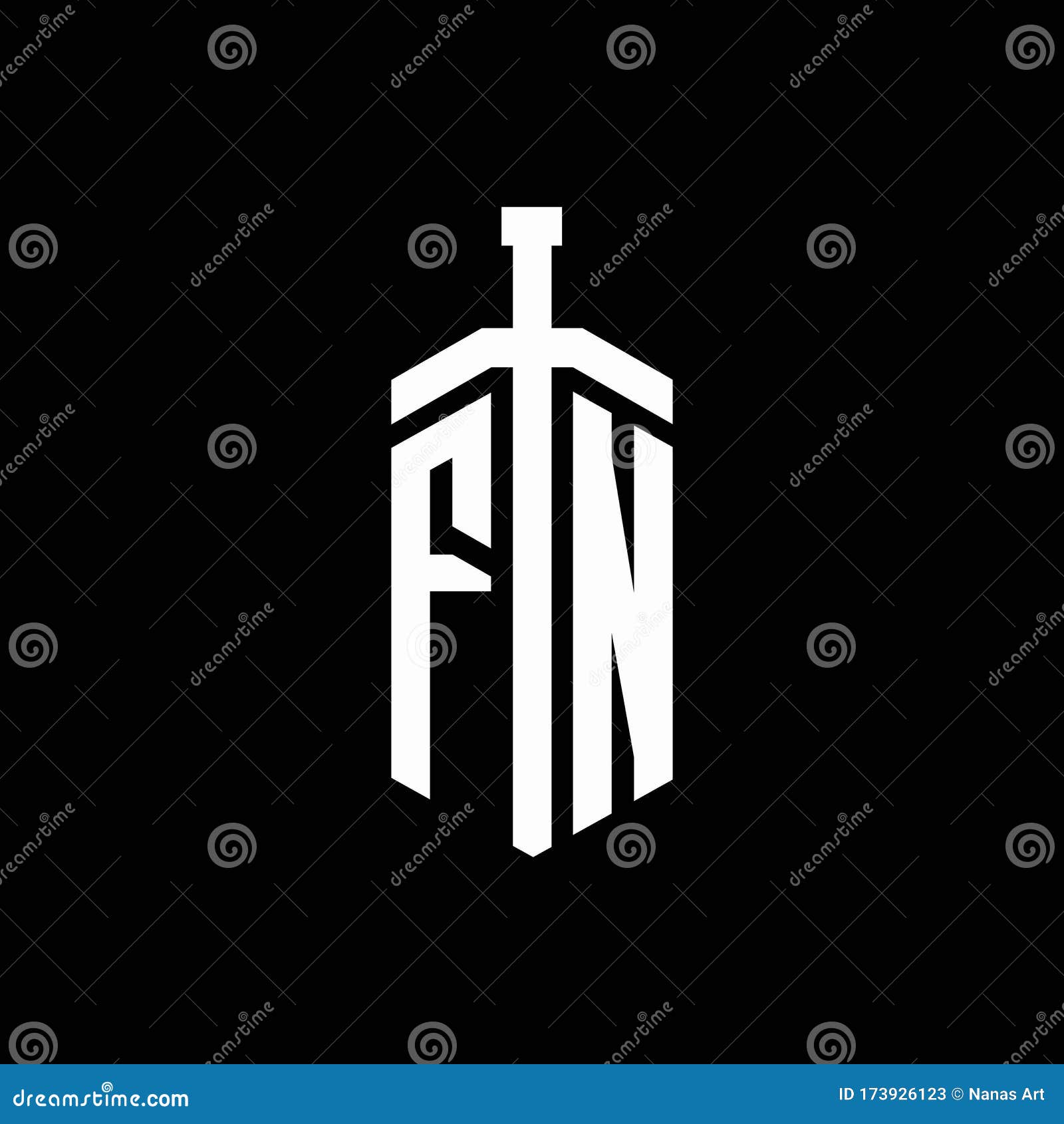 FN Logo Monogram with Sword Element Ribbon Design Template Stock Vector ...