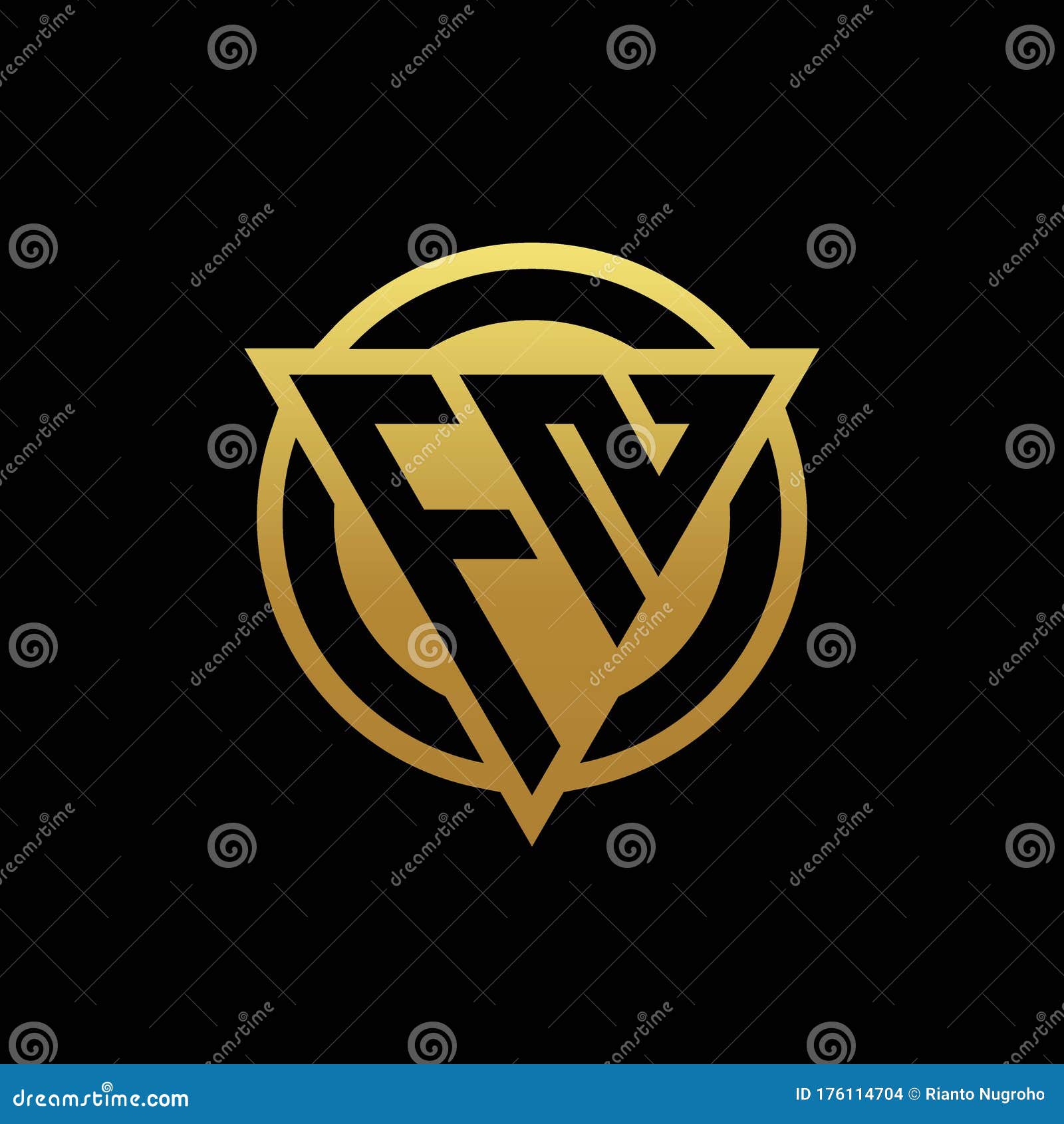 FN Logo Monogram with Triangle Shape and Circle Rounded Isolated on ...