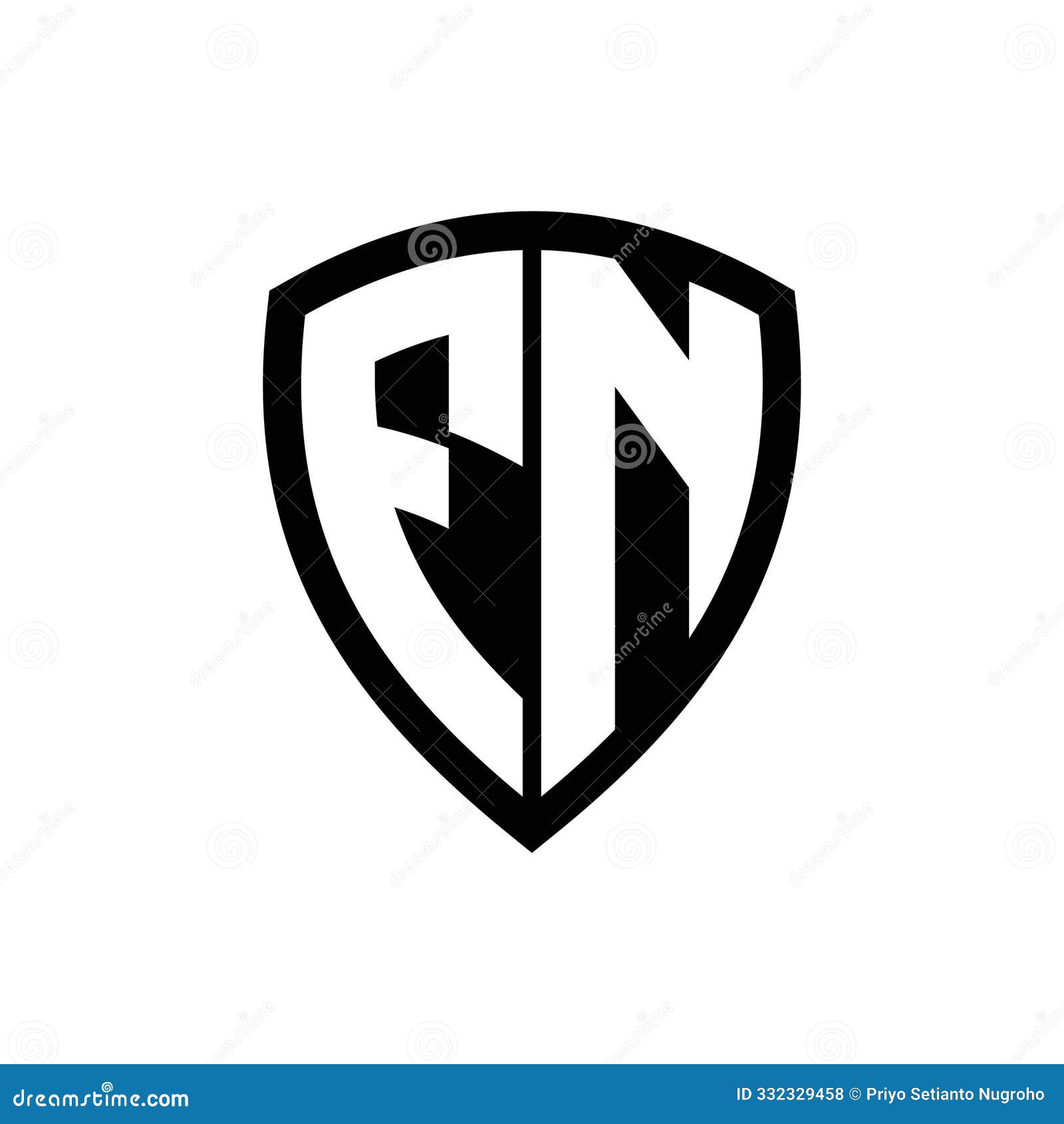 FN Monogram Logo with Bold Letters Shield Shape with Black and White ...