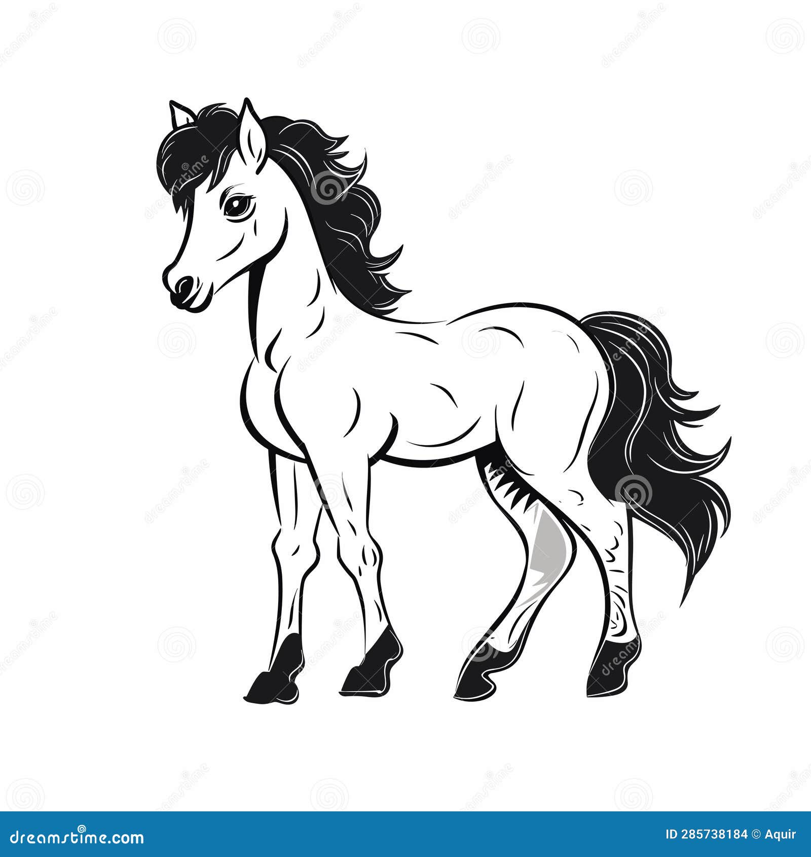 Foal Hand-drawn Illustration. Foal. Vector Doodle Style Cartoon ...
