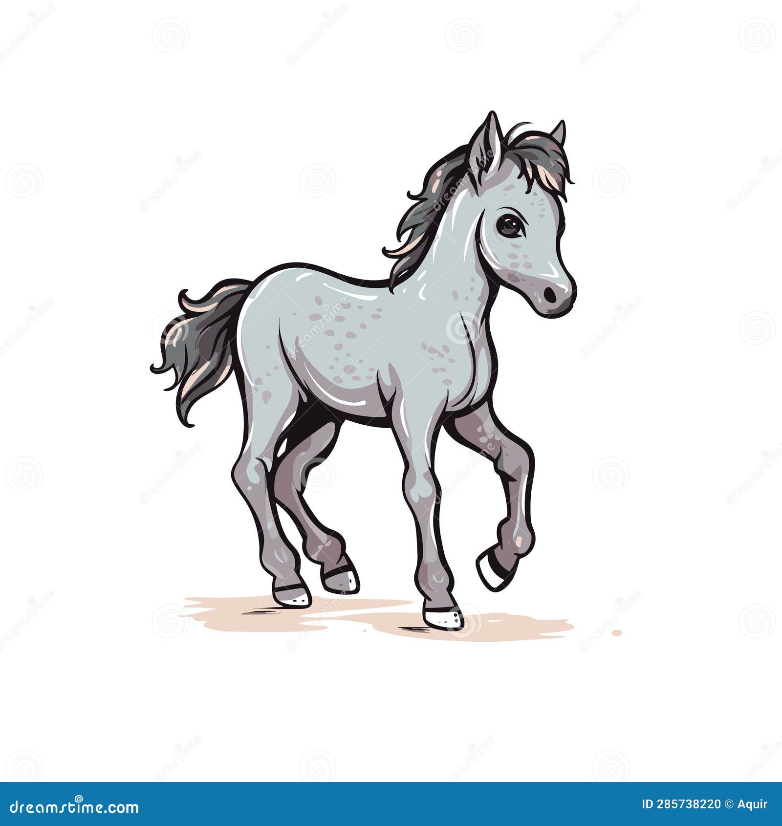 Foal Hand-drawn Illustration. Foal. Vector Doodle Style Cartoon ...