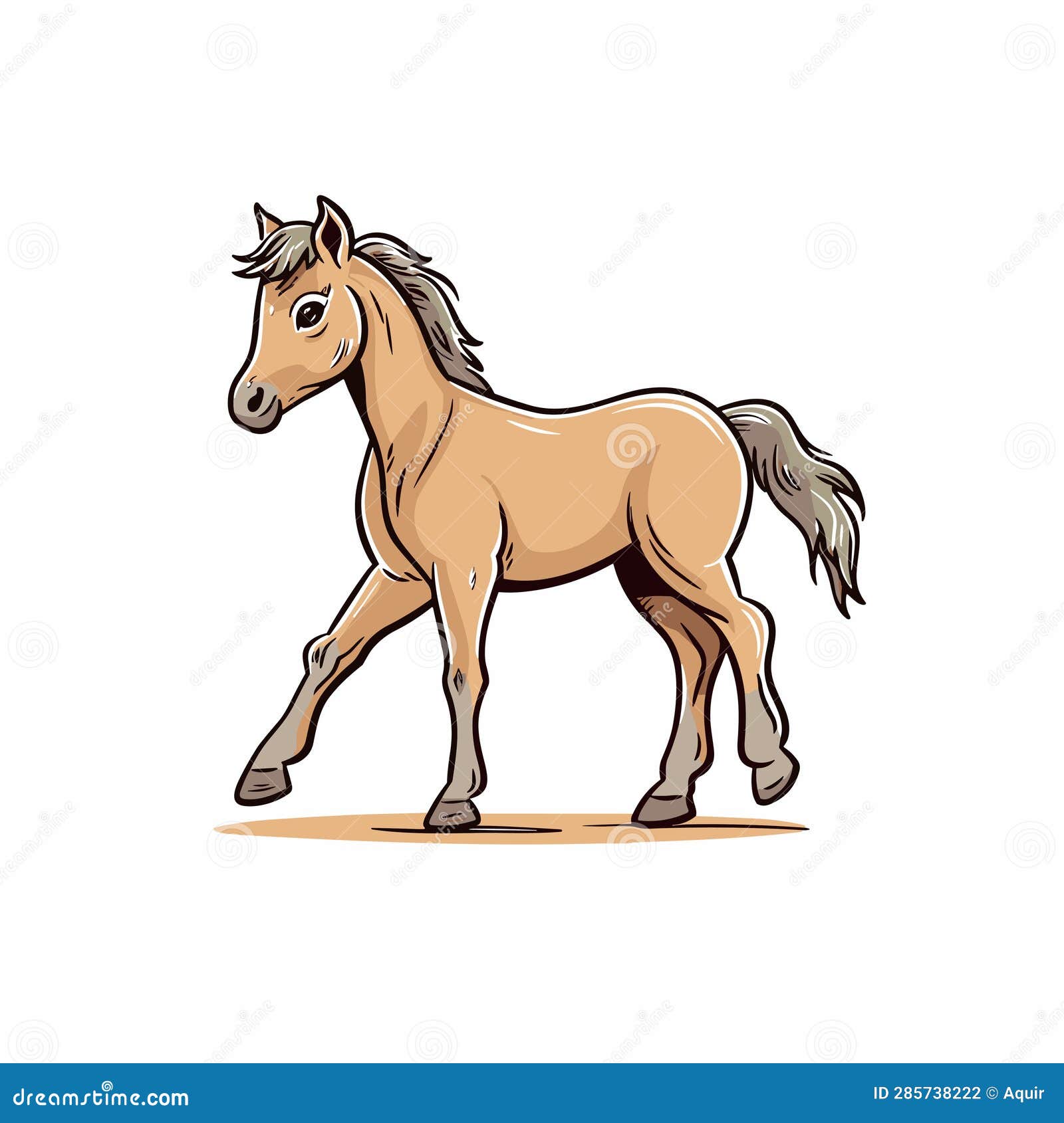 Foal Hand-drawn Illustration. Foal. Vector Doodle Style Cartoon ...