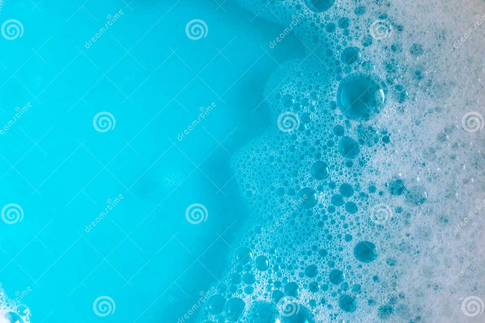 Foam in Blue Water. Blue Foam. Water with Foam Bubbles Stock Image ...