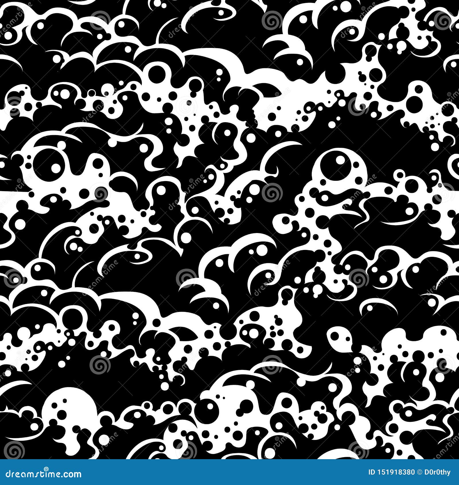 Foam and Bubbles, Seamless Pattern Waves. Stock Vector - Illustration ...