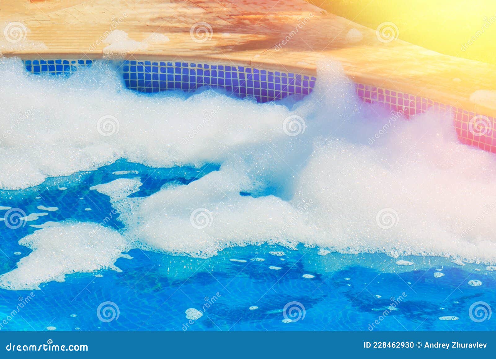 Foam Bubbles on the Water in the Outdoor Pool Stock Photo - Image of ...