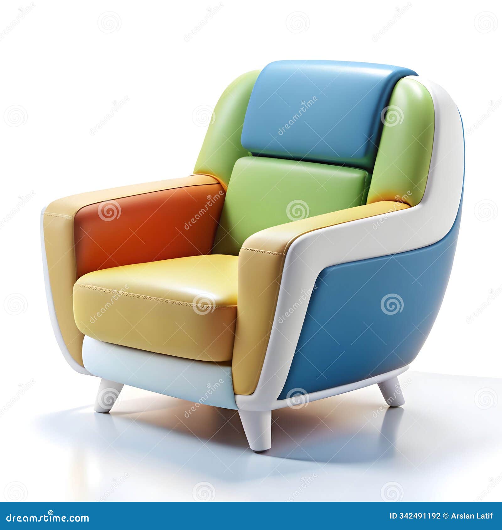 A Comfortable Foam Chair Sits Against a White Background Stock Photo ...