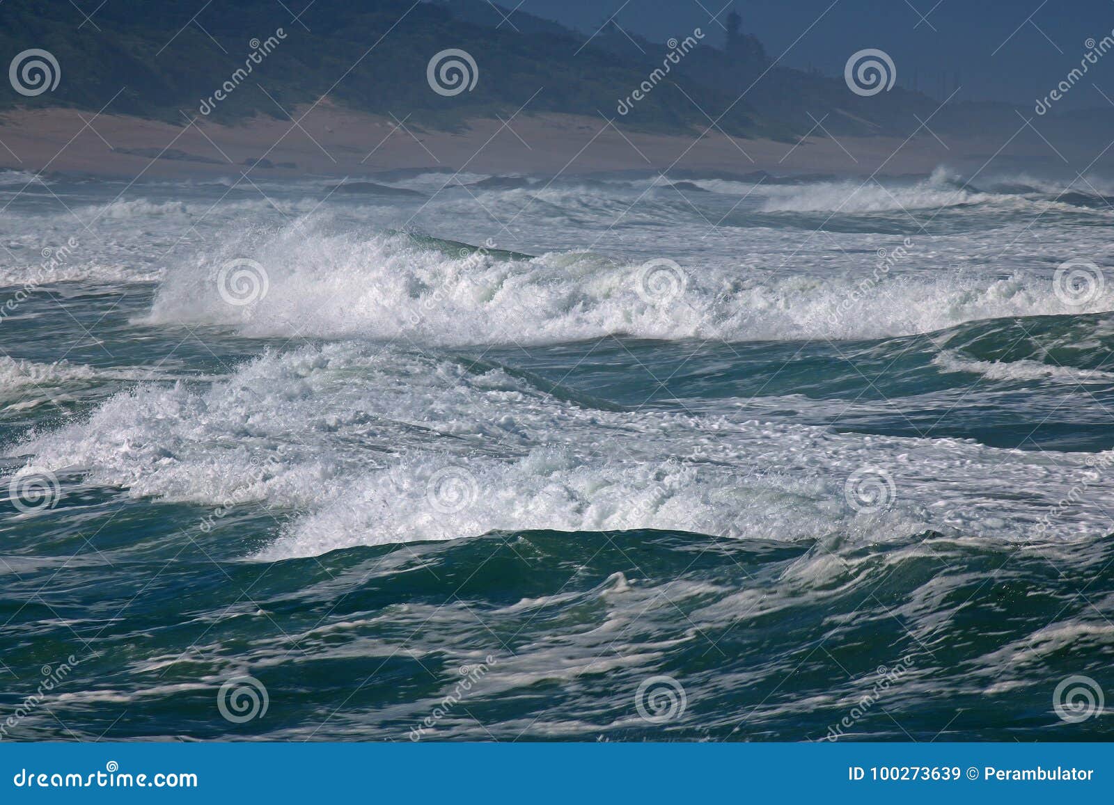 FOAM CRESTED WAVES ROLLING OUT TO the BEACH Stock Image - Image of dark ...