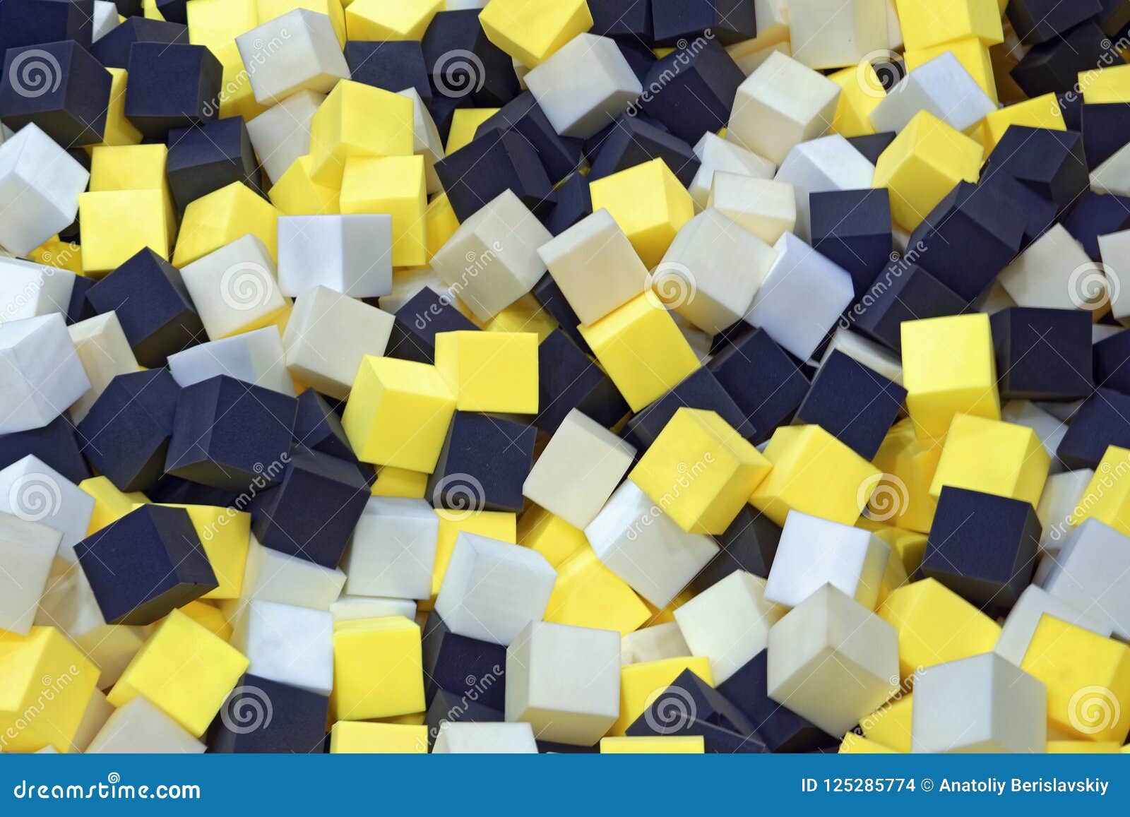 Colored Foam Rubber Cubes in the Trampoline Pit Close-up Background ...