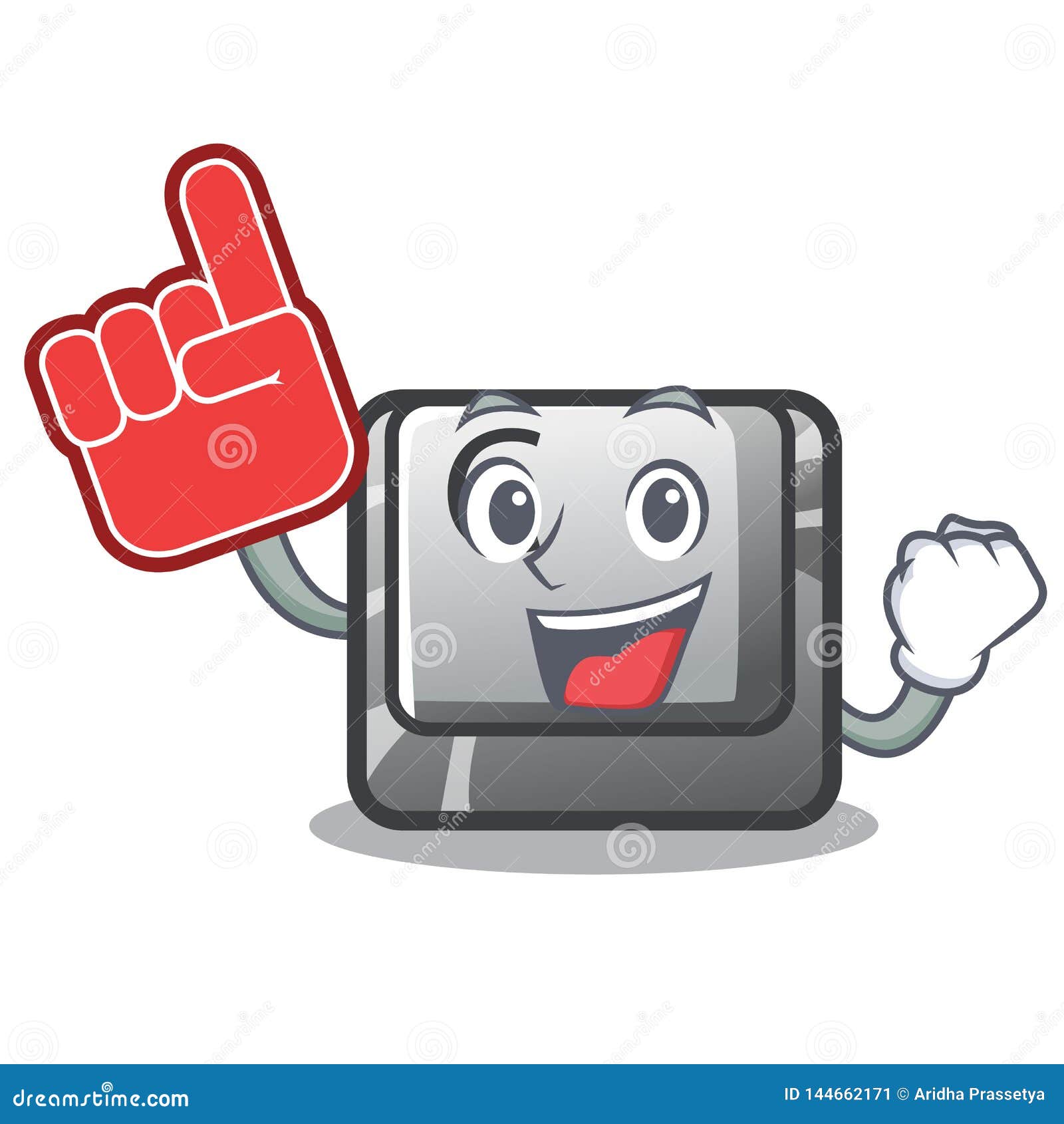 Foam Finger Button C Installed on Cartoon Computer Stock Vector ...