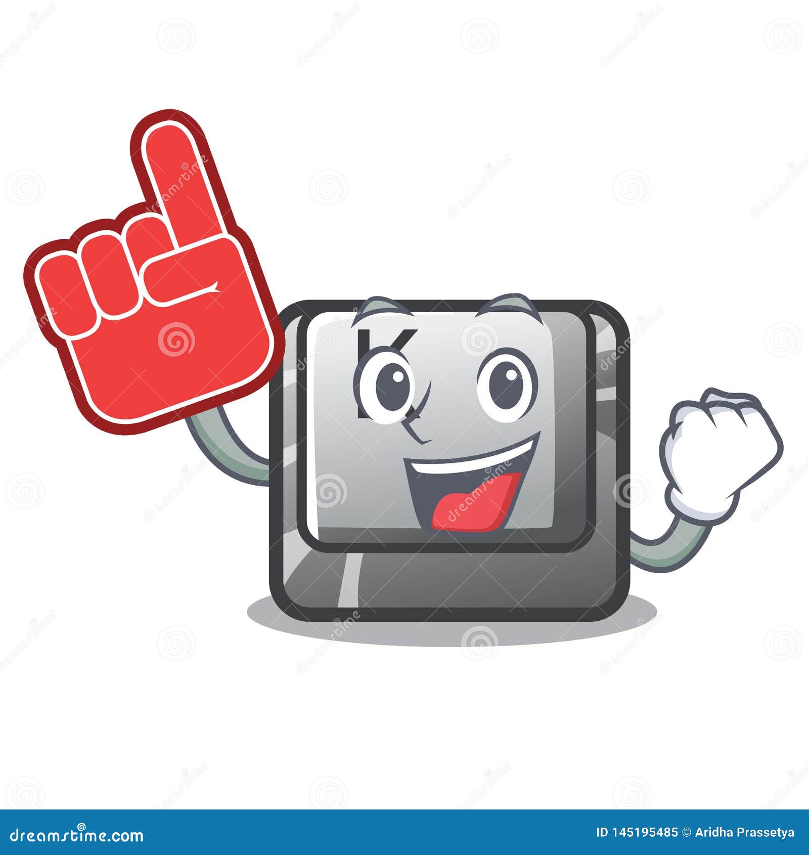 Foam Finger Button K Attached To Cartoon Keyboard Stock Vector ...