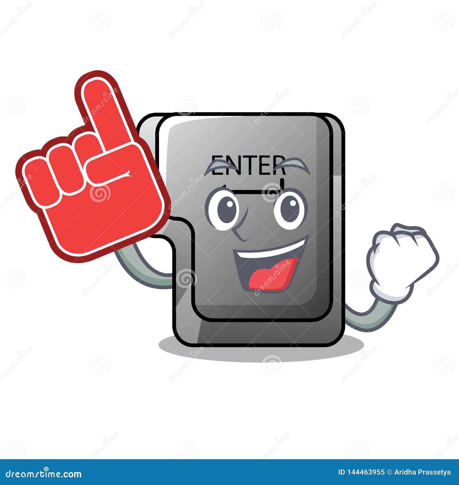 Foam Finger Enter Button Installed on Computer Cartoon Stock Vector ...