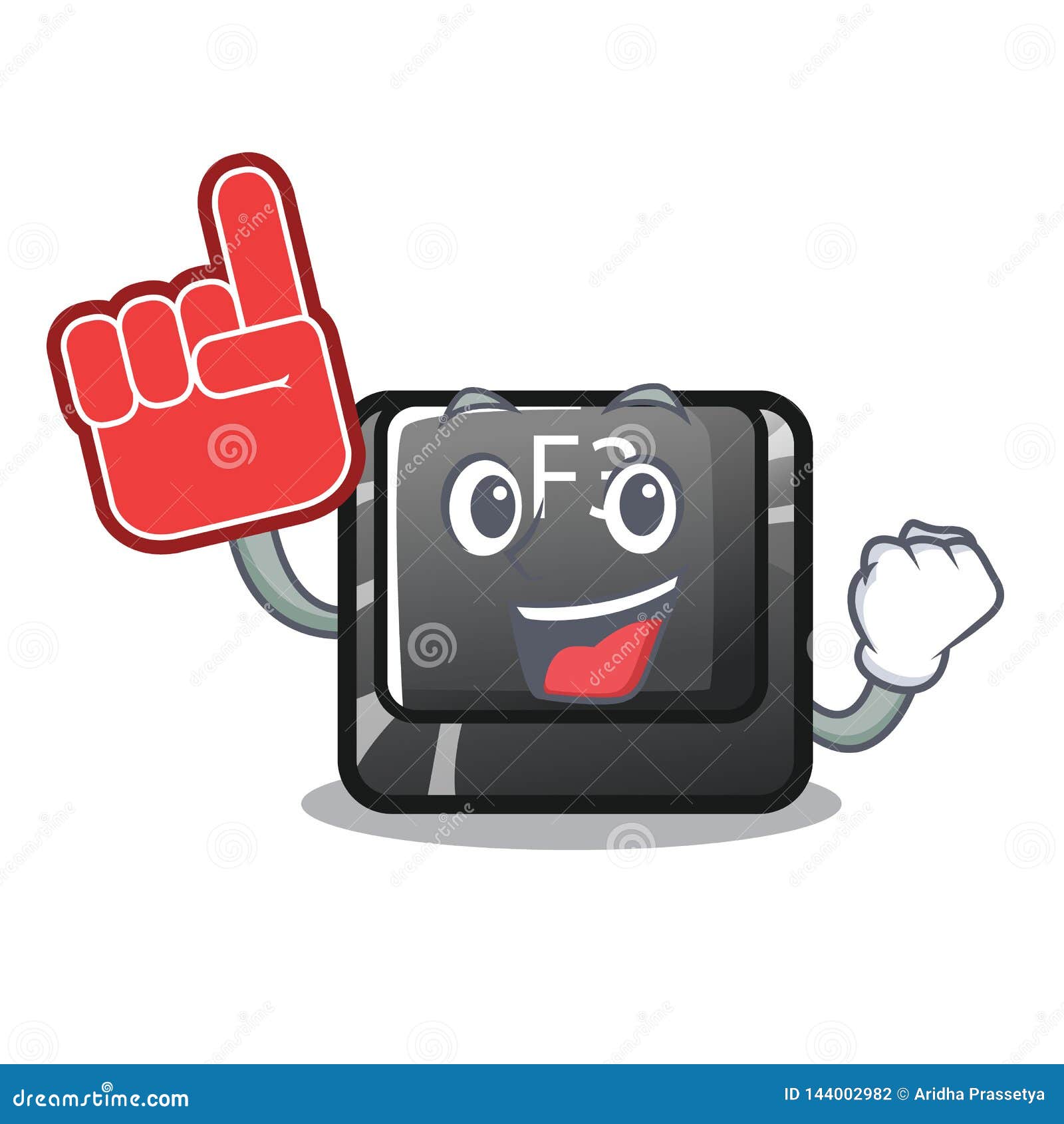 Foam Finger F3 Button Installed on Cartoon Computer Stock Vector ...