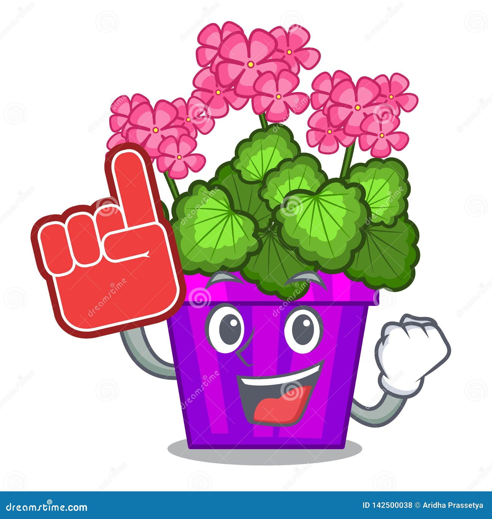 Foam Finger Geranium Flowers in the Cartoon Shape Stock Vector ...