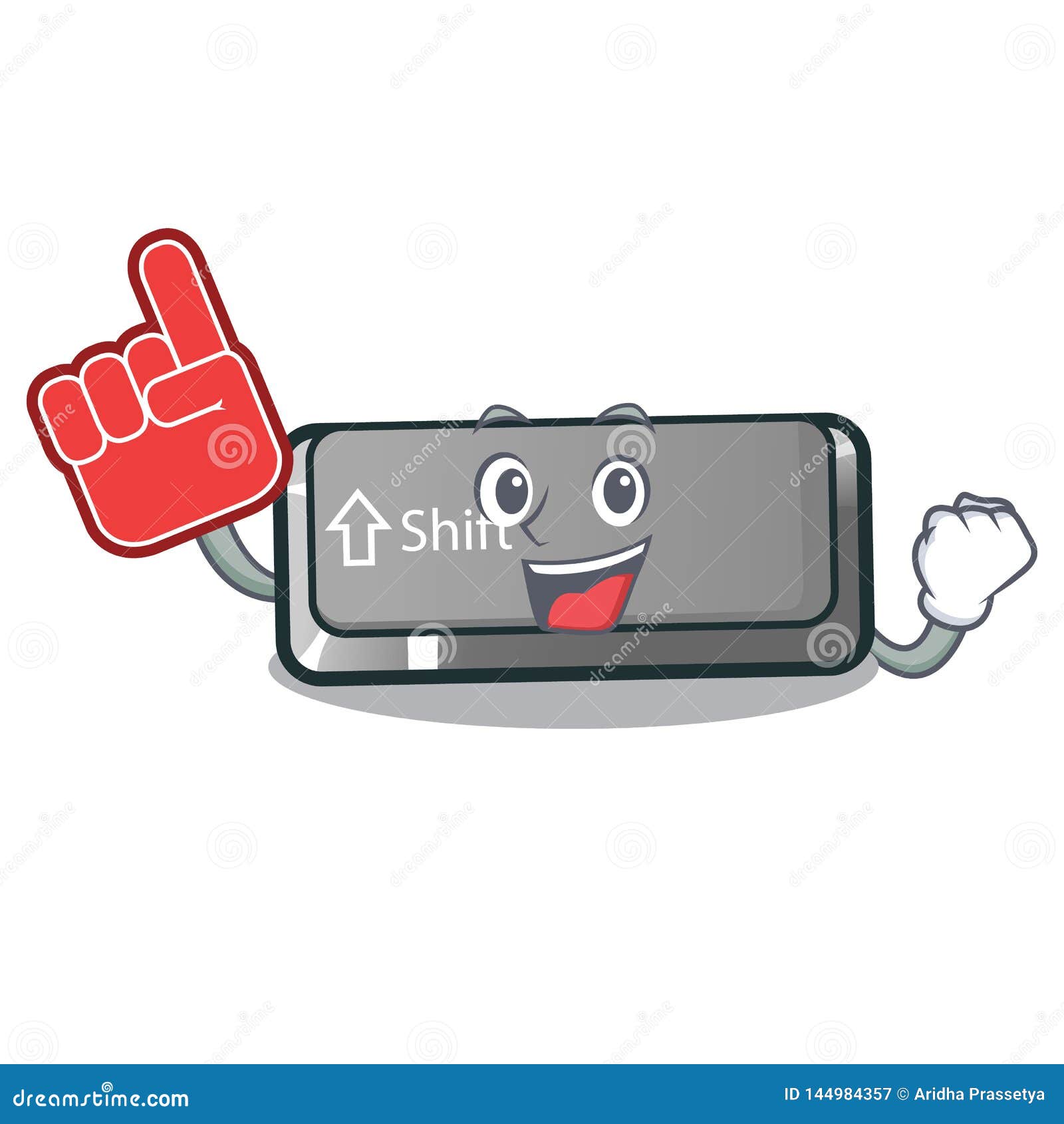 Foam Finger Shift Button Installed in Cartoon Game Stock Vector ...