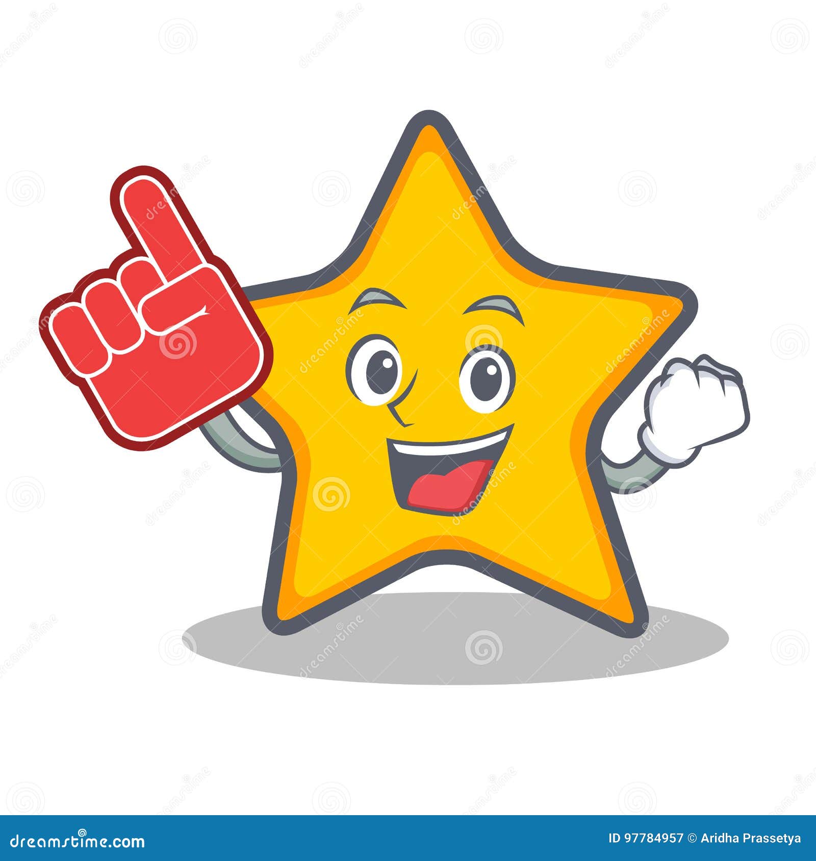 Foam Finger Star Character Cartoon Style Stock Vector - Illustration of ...