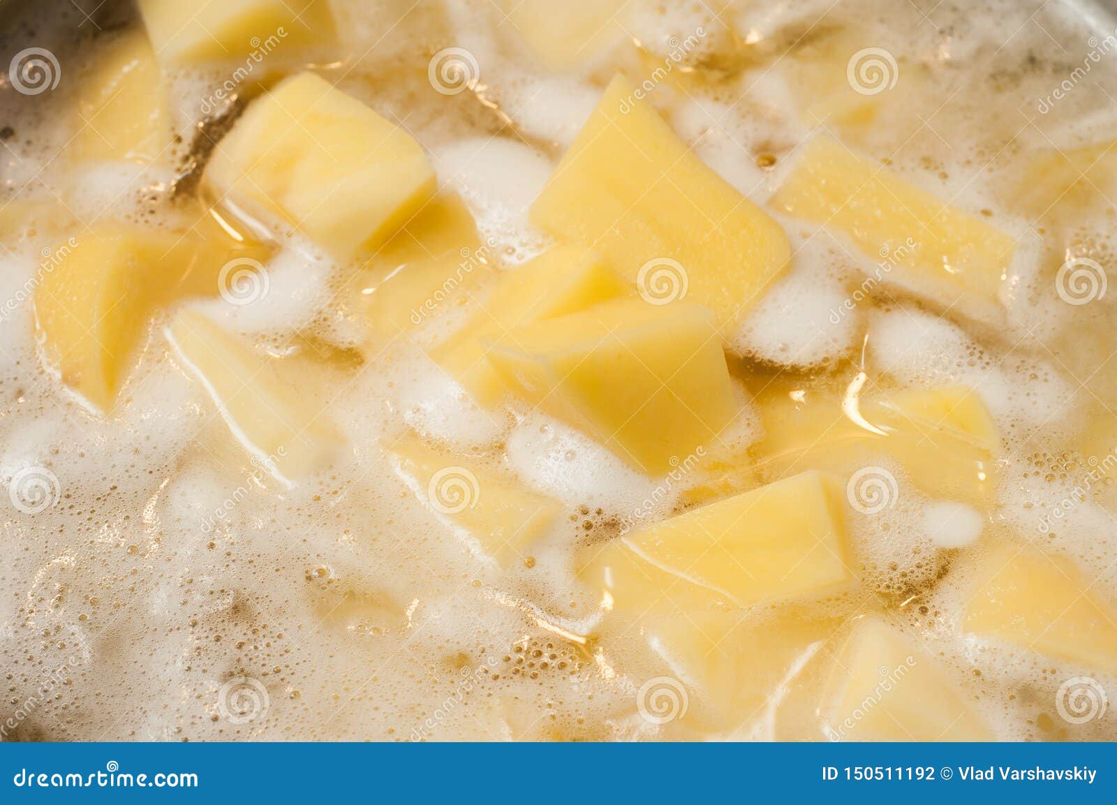 The Foam Formed during the Preparation of Boiled Potatoes Stock Photo ...