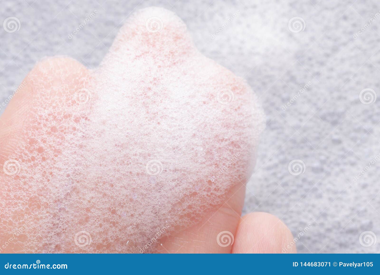 Foam on hand with bubbles stock image. Image of hands - 144683071