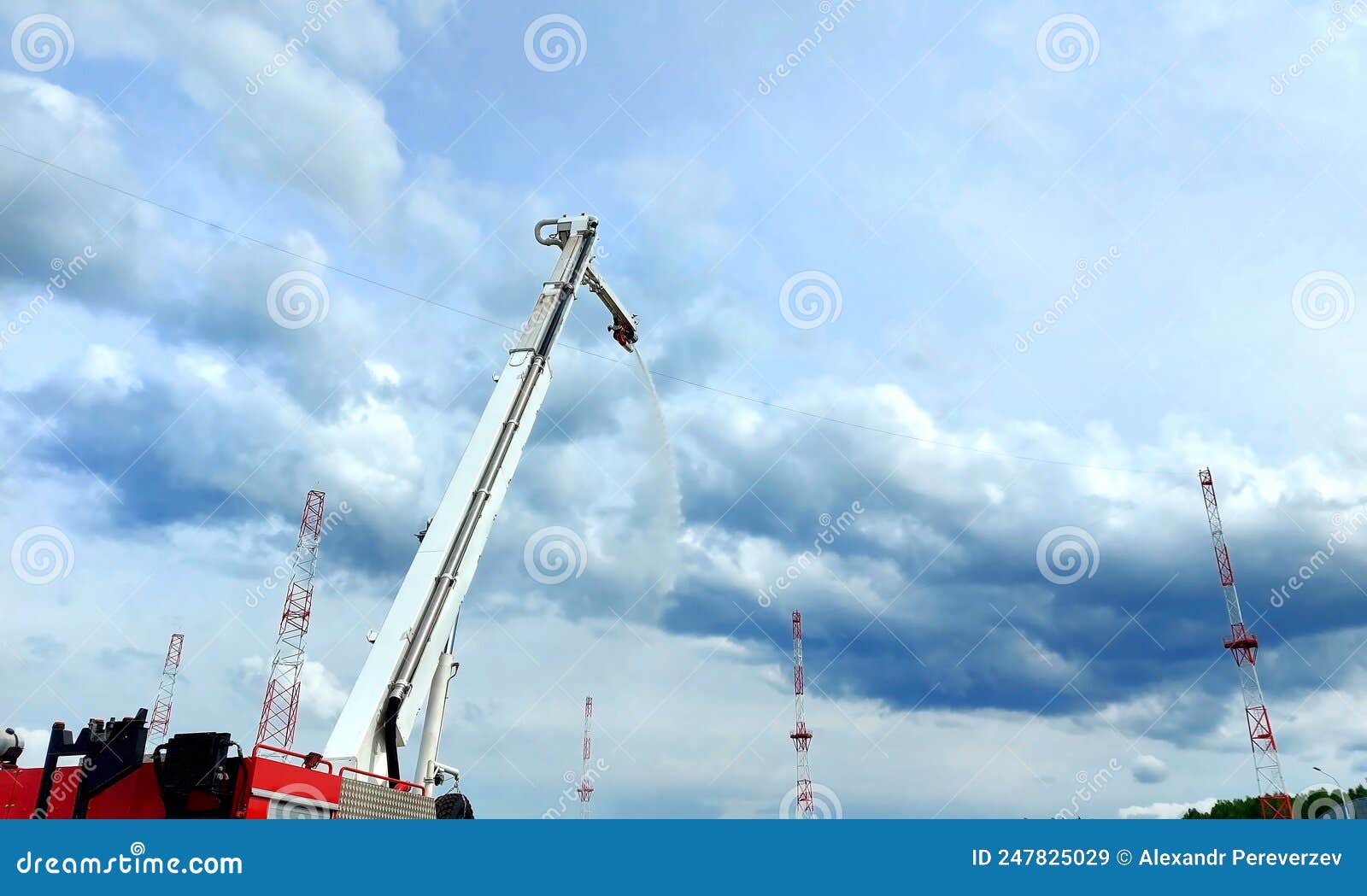 Foam Jet from a Height from a Special Fire Engine Stock Image - Image ...