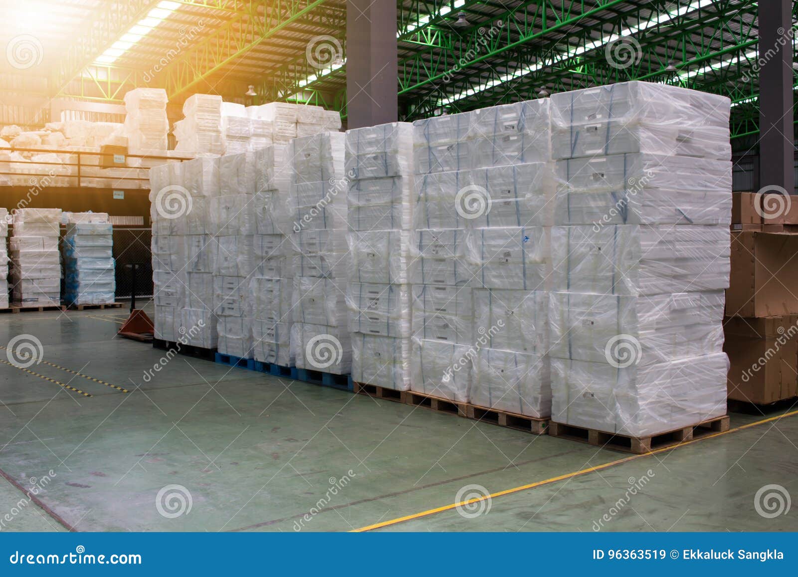 Foam Keep Of Warehouse. Rows Of Shelves With Boxes Royalty-Free Stock ...