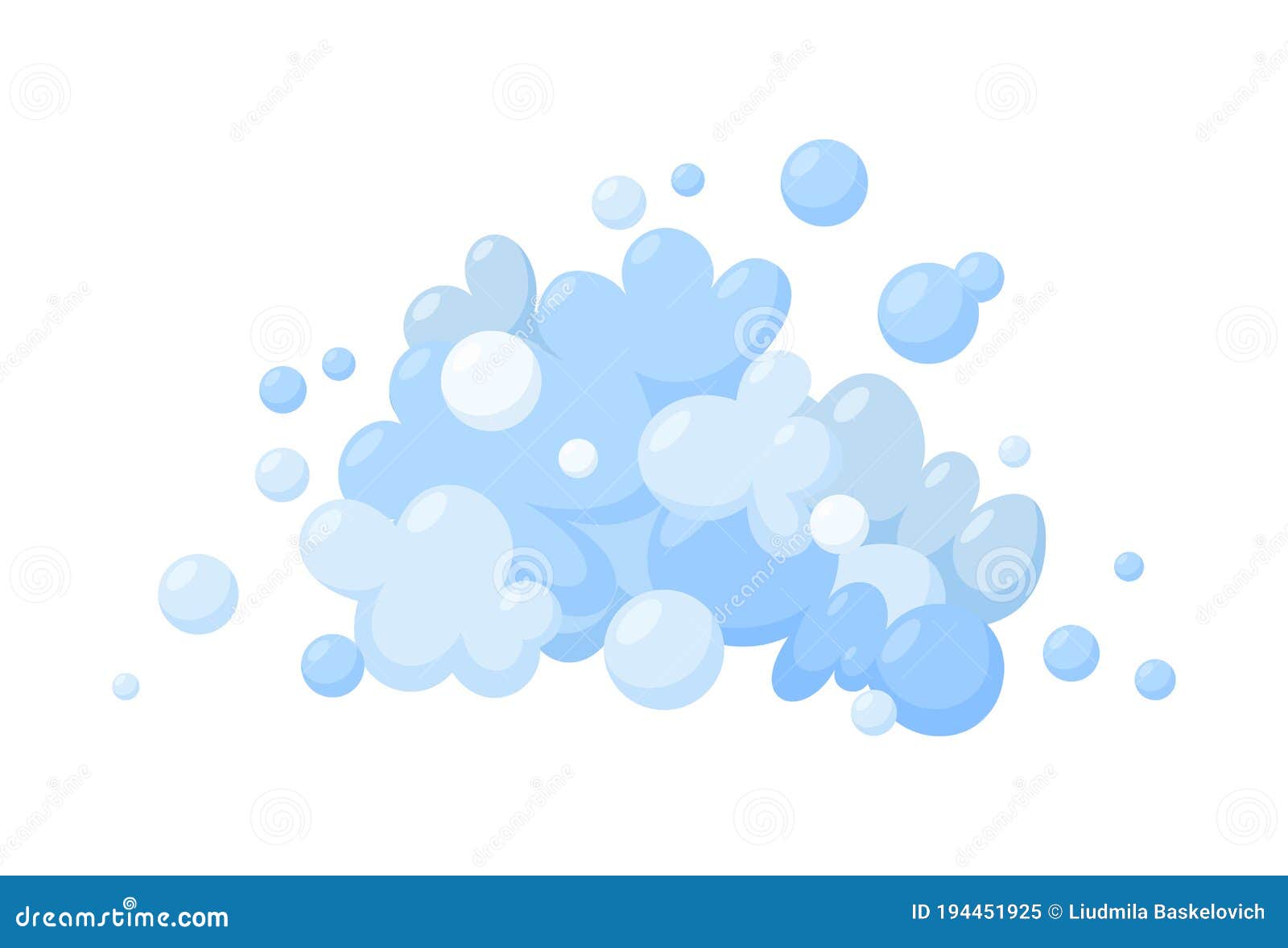 Foam Made Of Soap. Light Blue Foam And Bubbles. Vector Illustration In ...