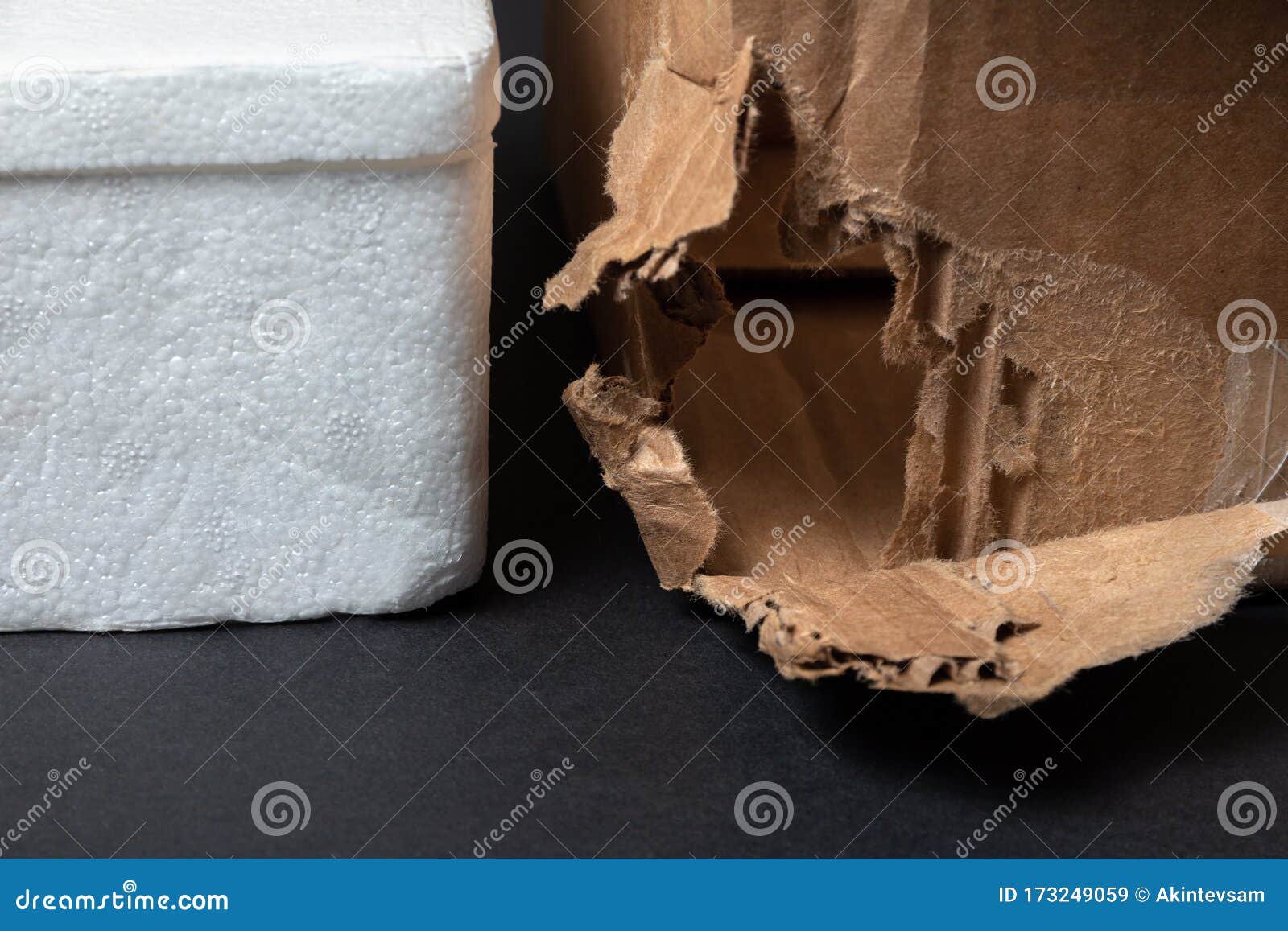 Foam Packaging and Torn Cardboard Box Stock Image - Image of crumpled ...