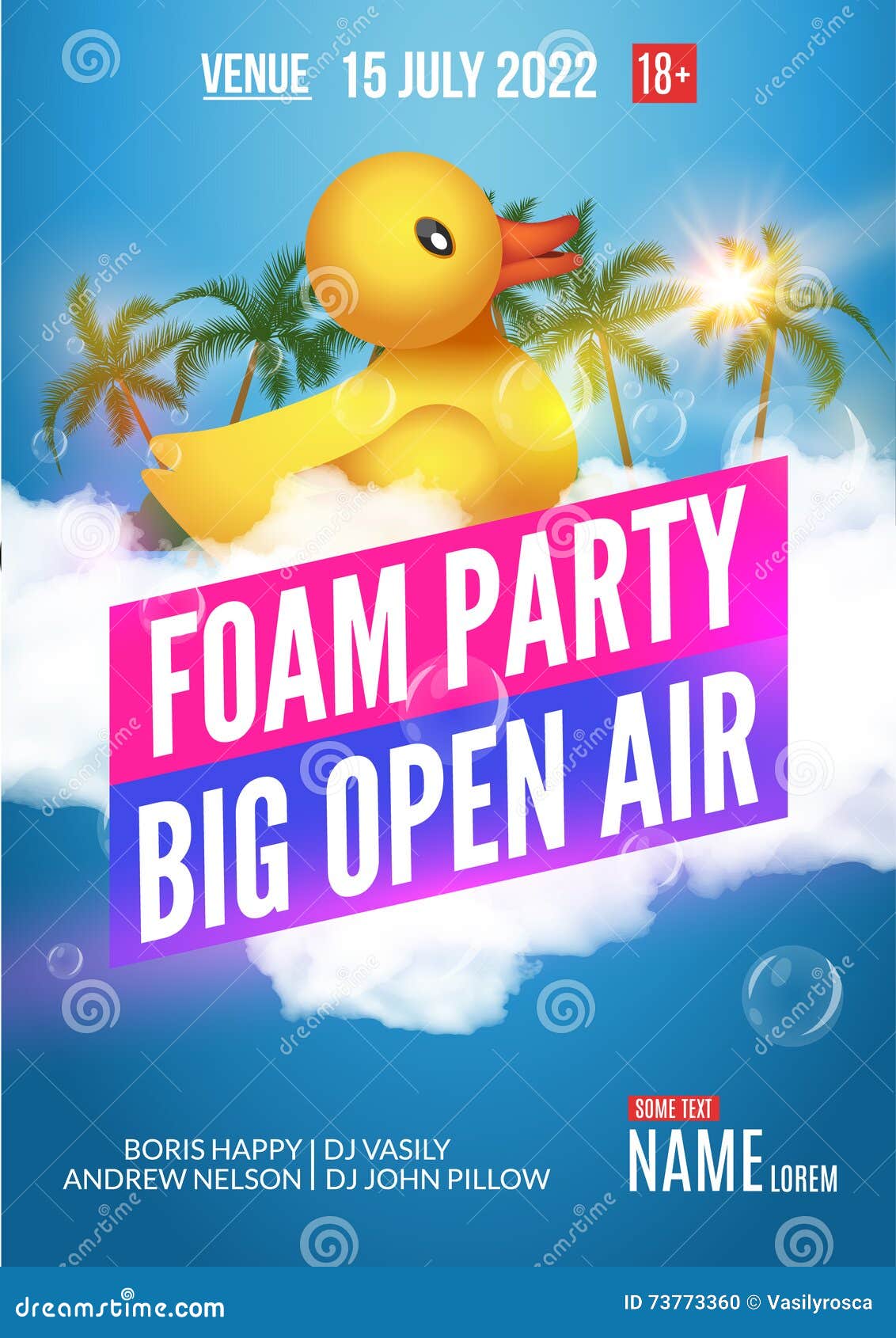 Foam Party Summer Open Air. Beach Poster or Flyer Design Template Stock ...