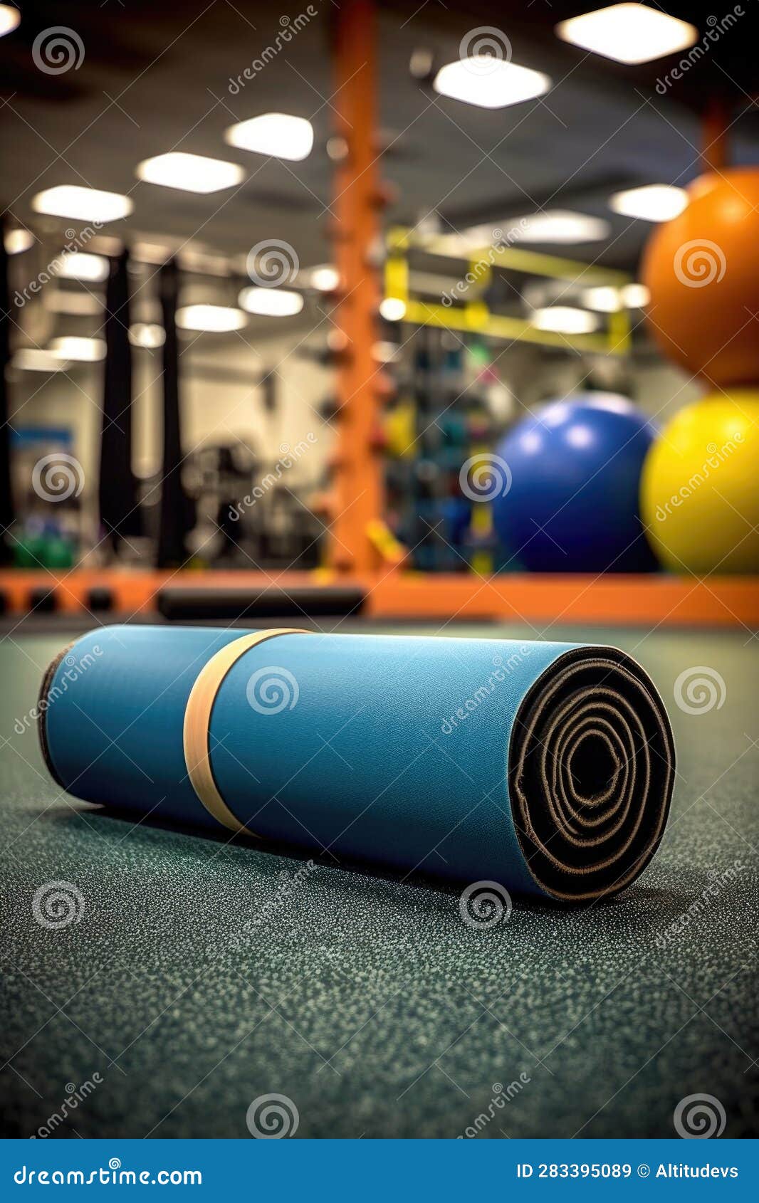 Foam Roller and Stretching Strap in Gym Setting Stock Illustration ...